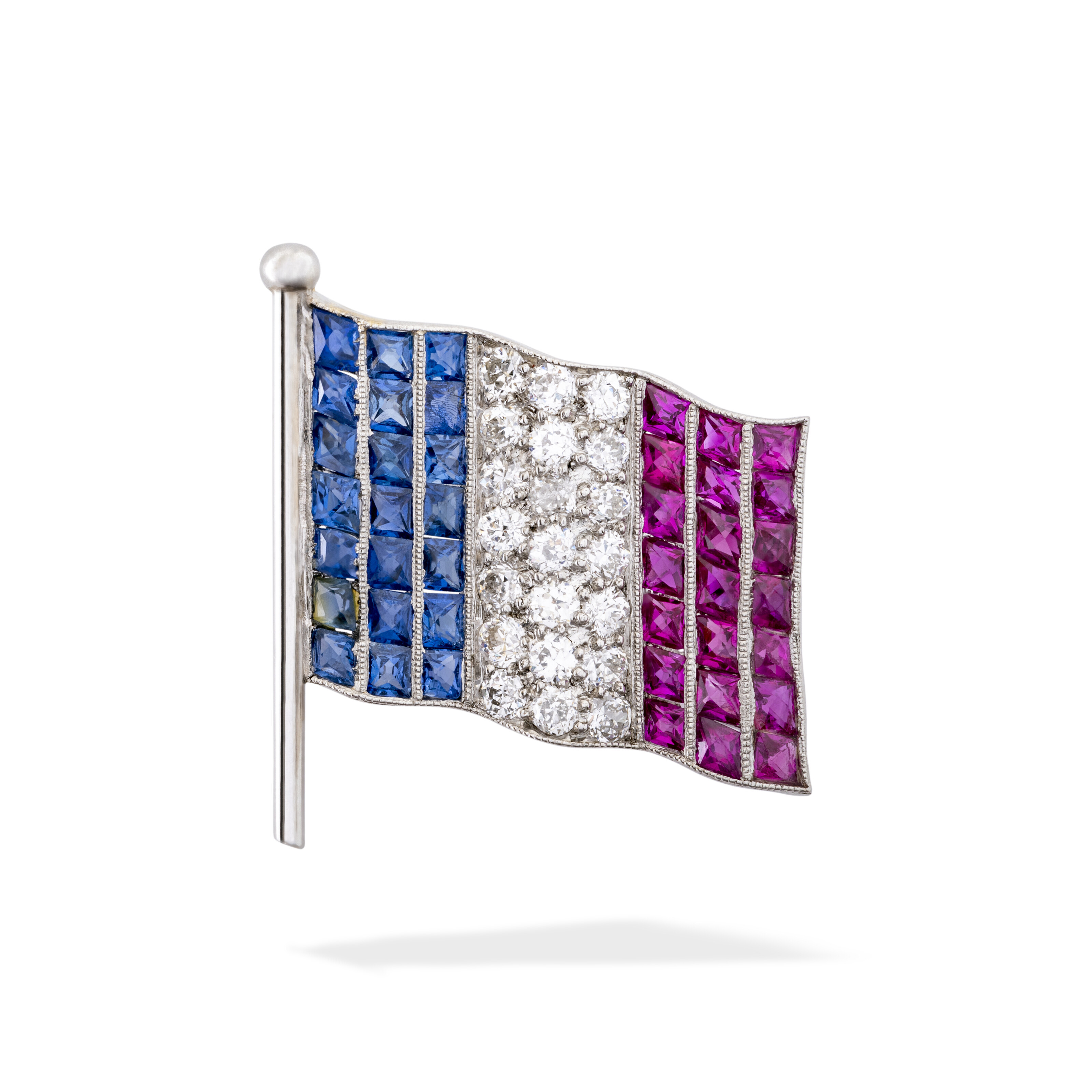 CARTIER SAPPHIRE, RUBY AND DIAMOND FLAG BROOCH, | Christie’s