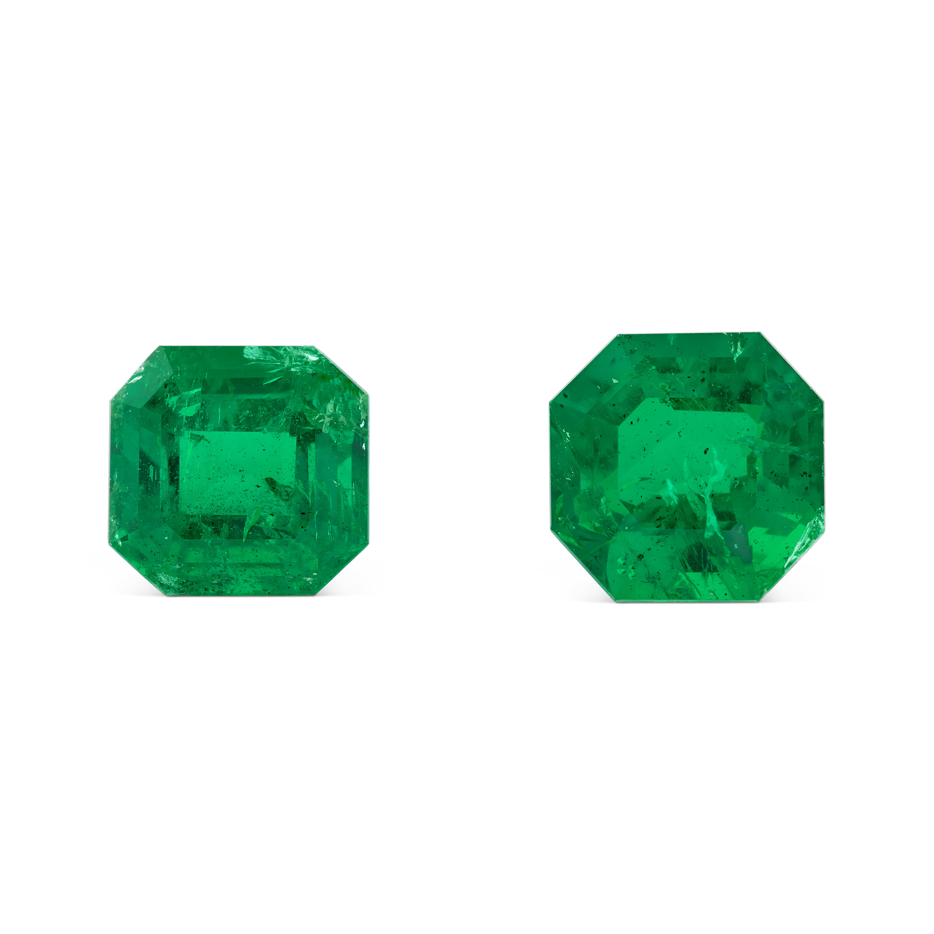 TWO UNMOUNTED EMERALDS, SSEF 1.961 and 1.762 carats, Colombia, minor ...