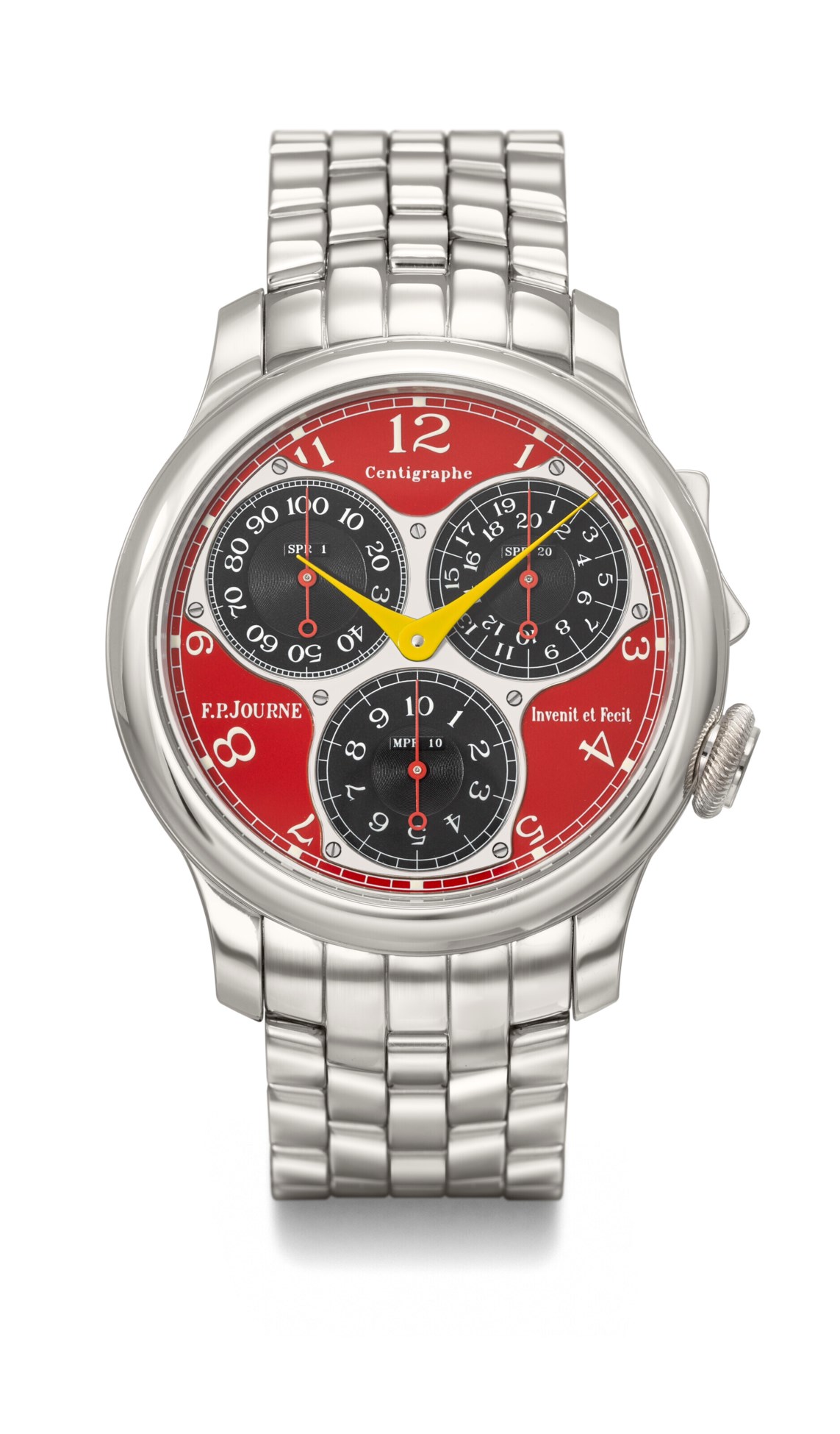 F.P. JOURNE. AN EXCLUSIVE AND HIGHLY DESIRABLE PLATINUM ERGONOMIC CHRONOGRAPH WRISTWATCH WITH ...