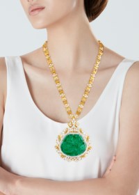 'THE GREAT MOGUL'HARRY WINSTON EMERALD AND DIAMOND PENDENT NECKLACE ...