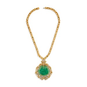 'THE GREAT MOGUL'HARRY WINSTON EMERALD AND DIAMOND PENDENT NECKLACE ...