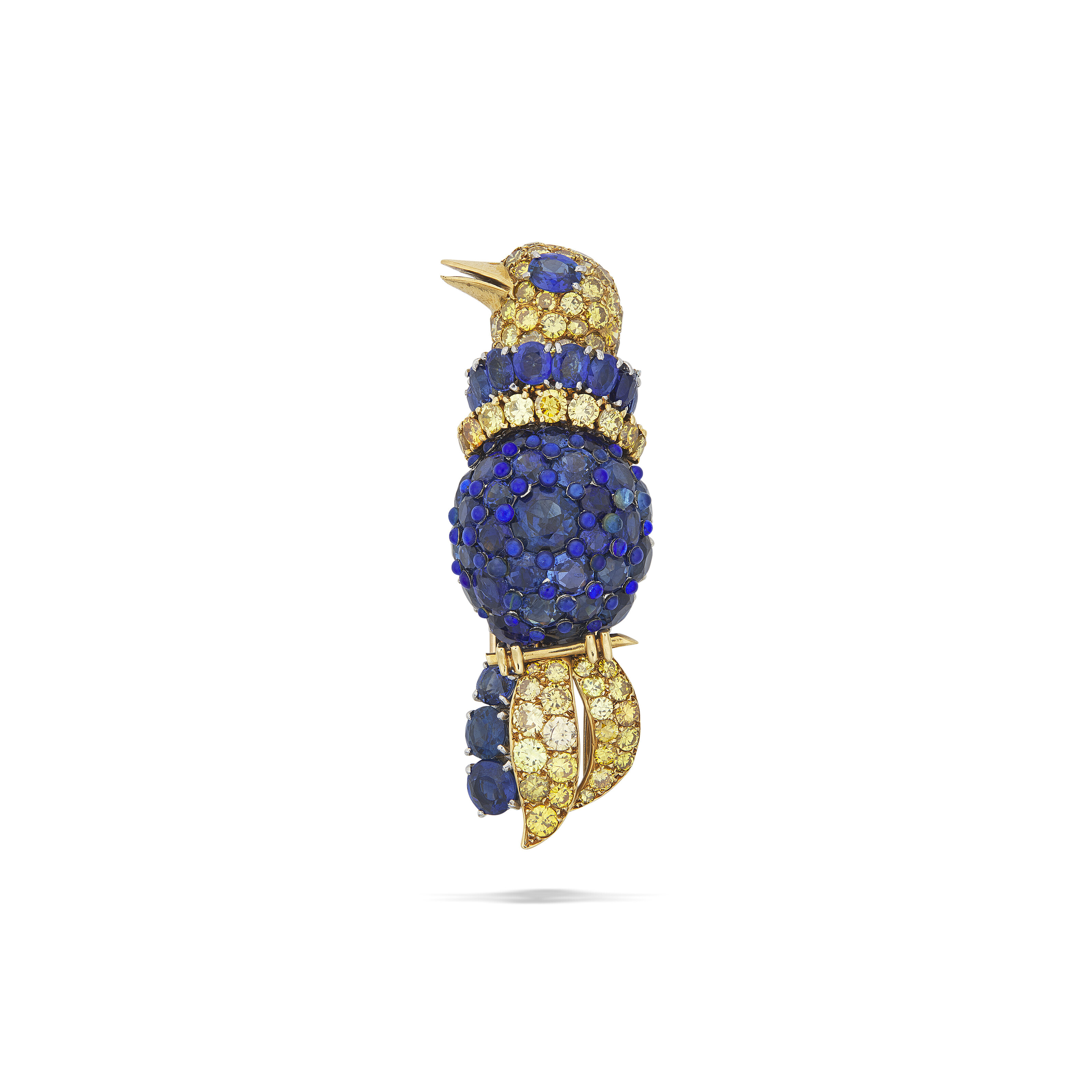 CARTIER SAPPHIRE AND COLOURED DIAMOND BIRD BROOCH, | Christie’s