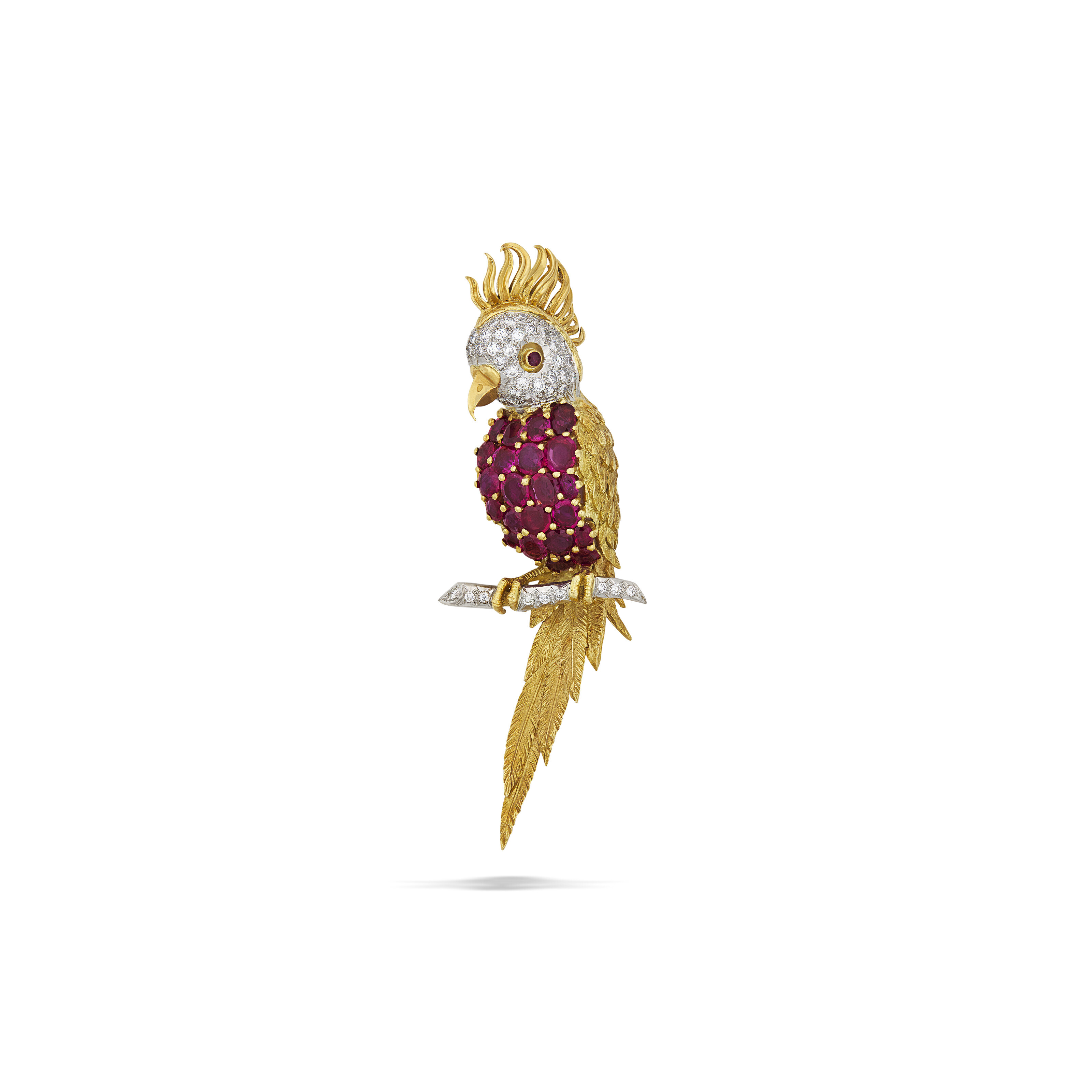 KUTCHINSKY RUBY AND DIAMOND COCKATOO BROOCH, | Christie’s