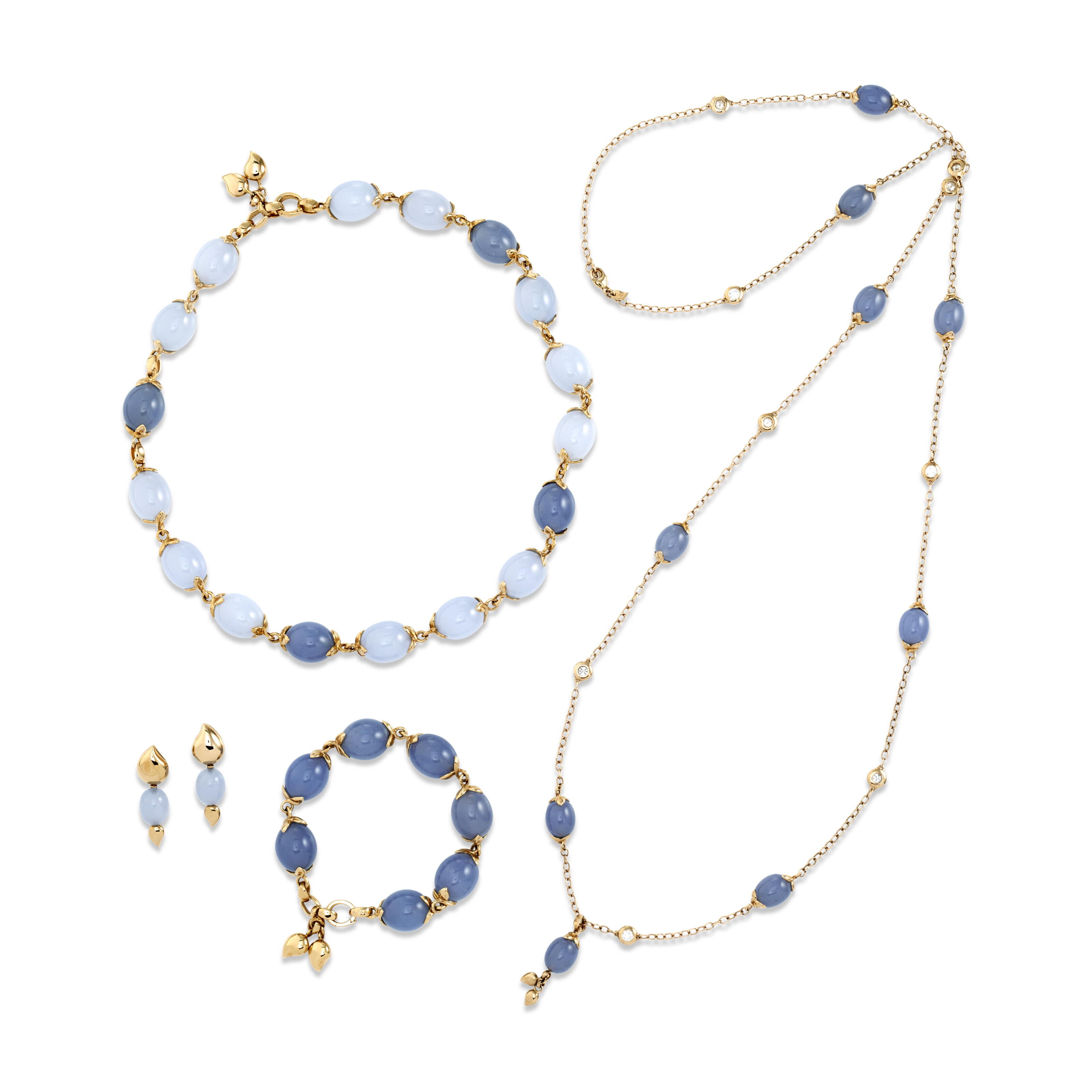 TAMARA COMOLLI GROUP OF CHALCEDONY AND DIAMOND 'COCONUT' JEWELLERY ...