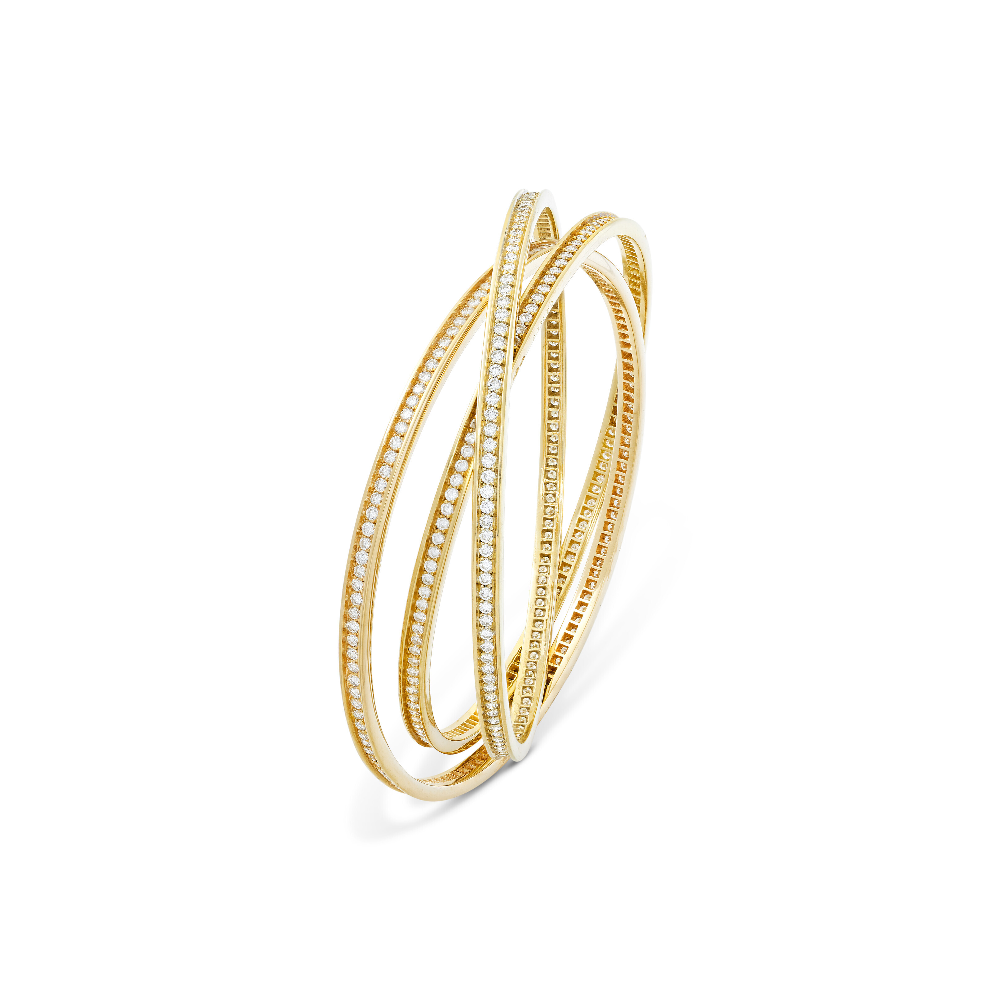 CARTIER DIAMOND AND TRI-COLOURED GOLD 'TRINITY' BANGLE, | Christie’s