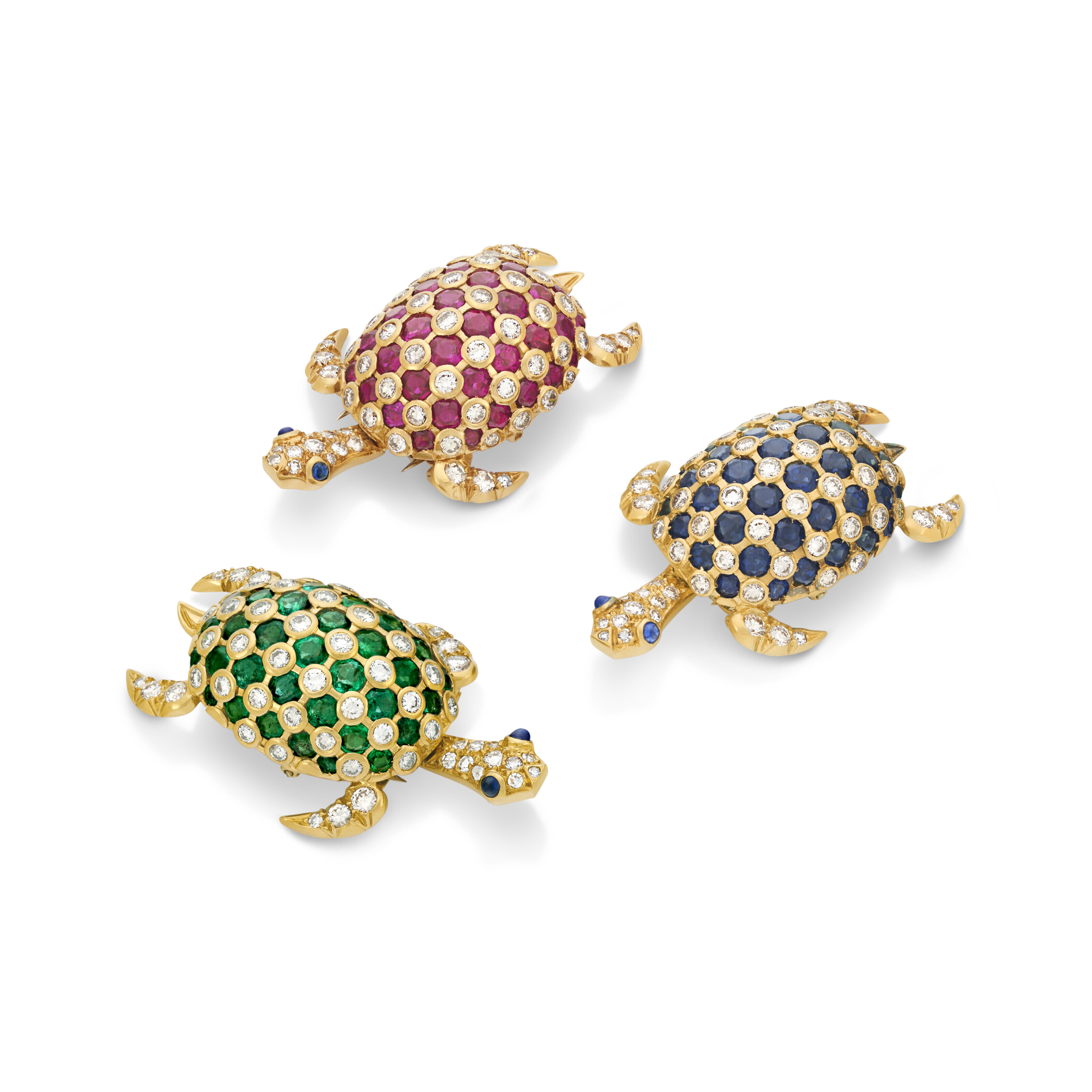 SET OF THREE MULTI-GEM TURTLE BROOCHES, | Christie’s