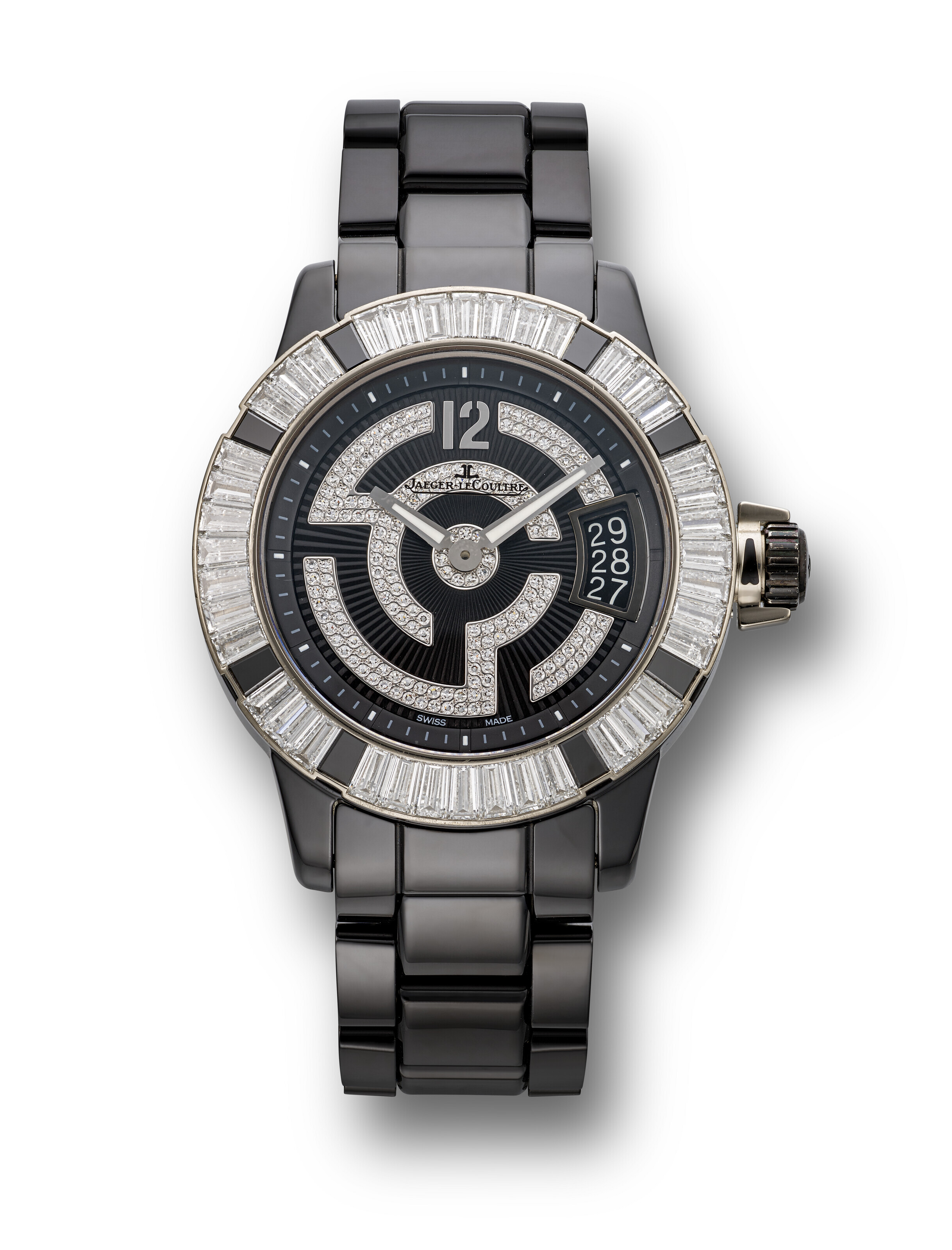 JAEGER-LECOULTRE, CERAMIC, WHITE GOLD, DIAMOND AND BAGUETTE-SET 'MASTER ...