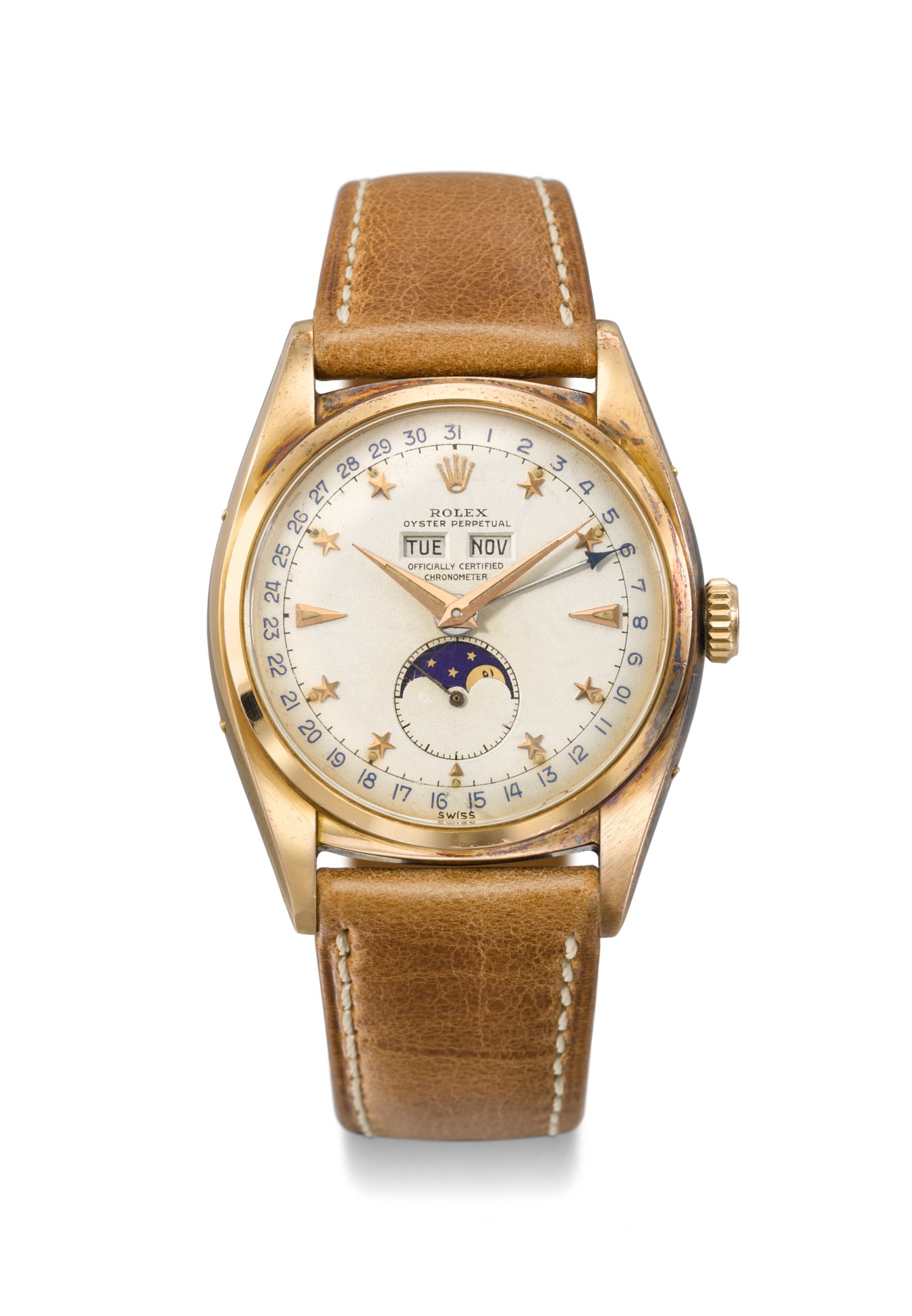 ROLEX. AN EXCEEDINGLY RARE AND OUTSTANDINGLY WELL PRESERVED 18K PINK ...