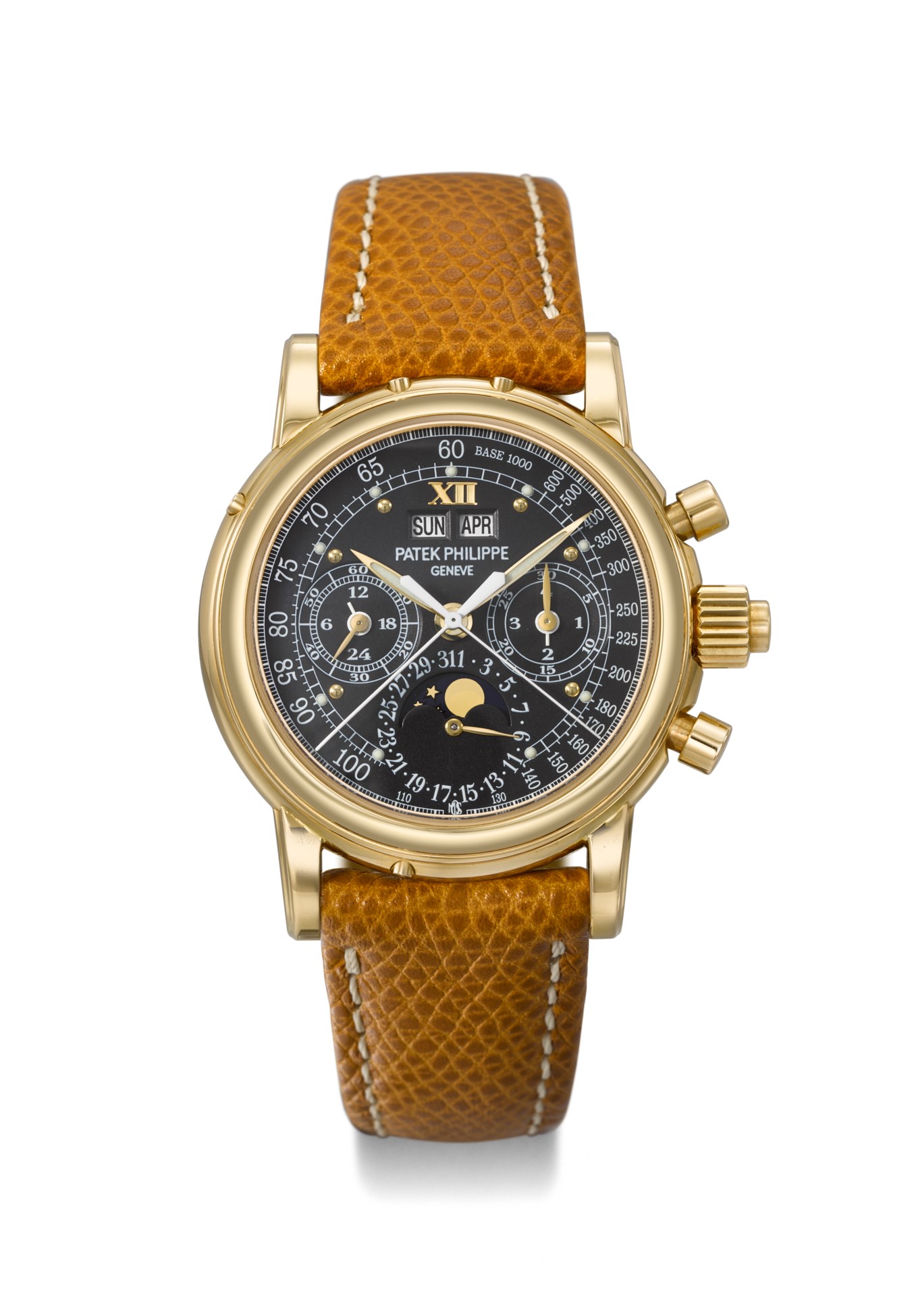 PATEK PHILIPPE. AN IMPORTANT AND POSSIBLY UNIQUE 18K GOLD SPLIT SECONDS ...