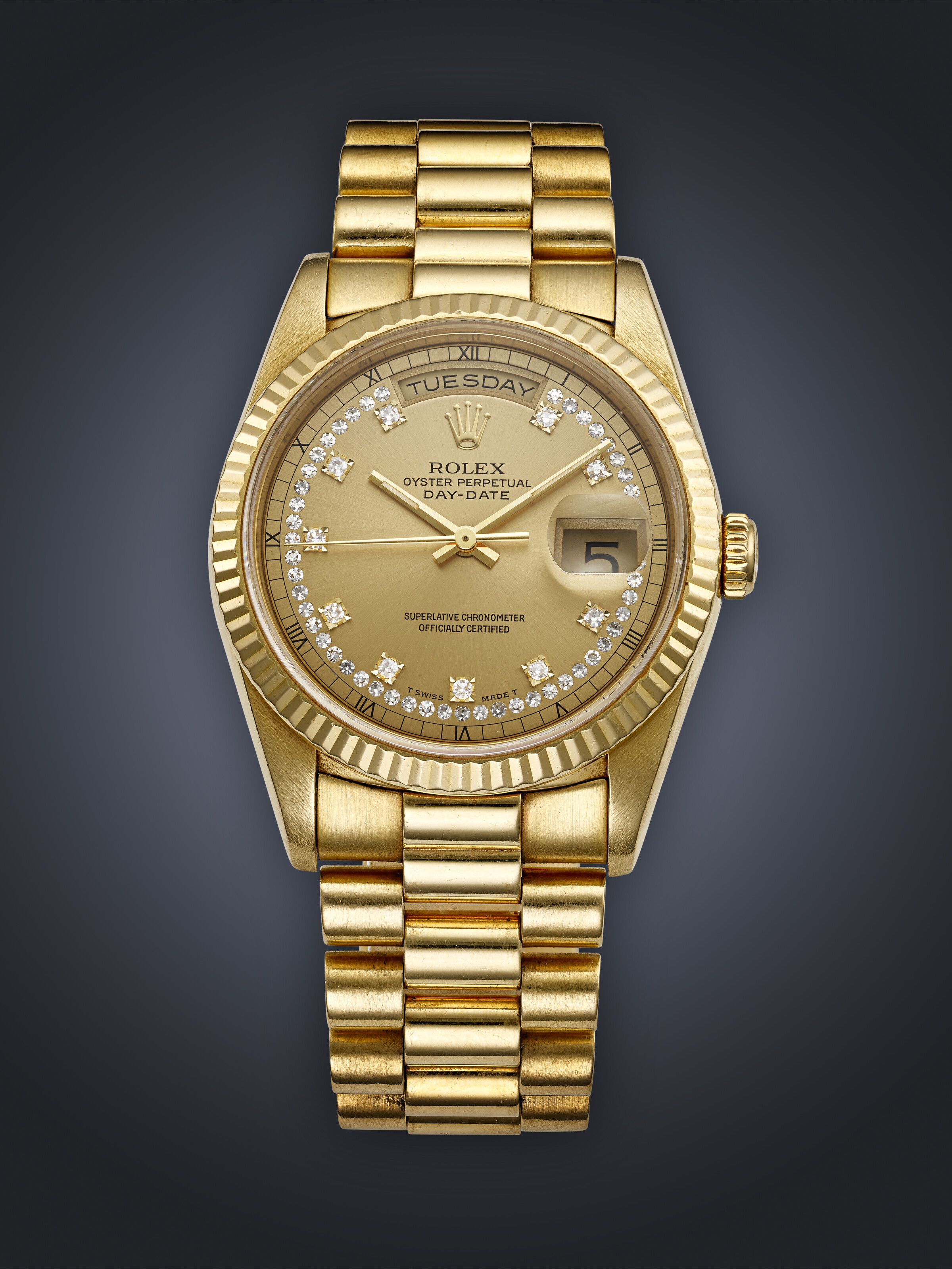 ROLEX, YELLOW GOLD AND DIAMOND-SET 'DAY-DATE', REF. 18238, | Christie’s