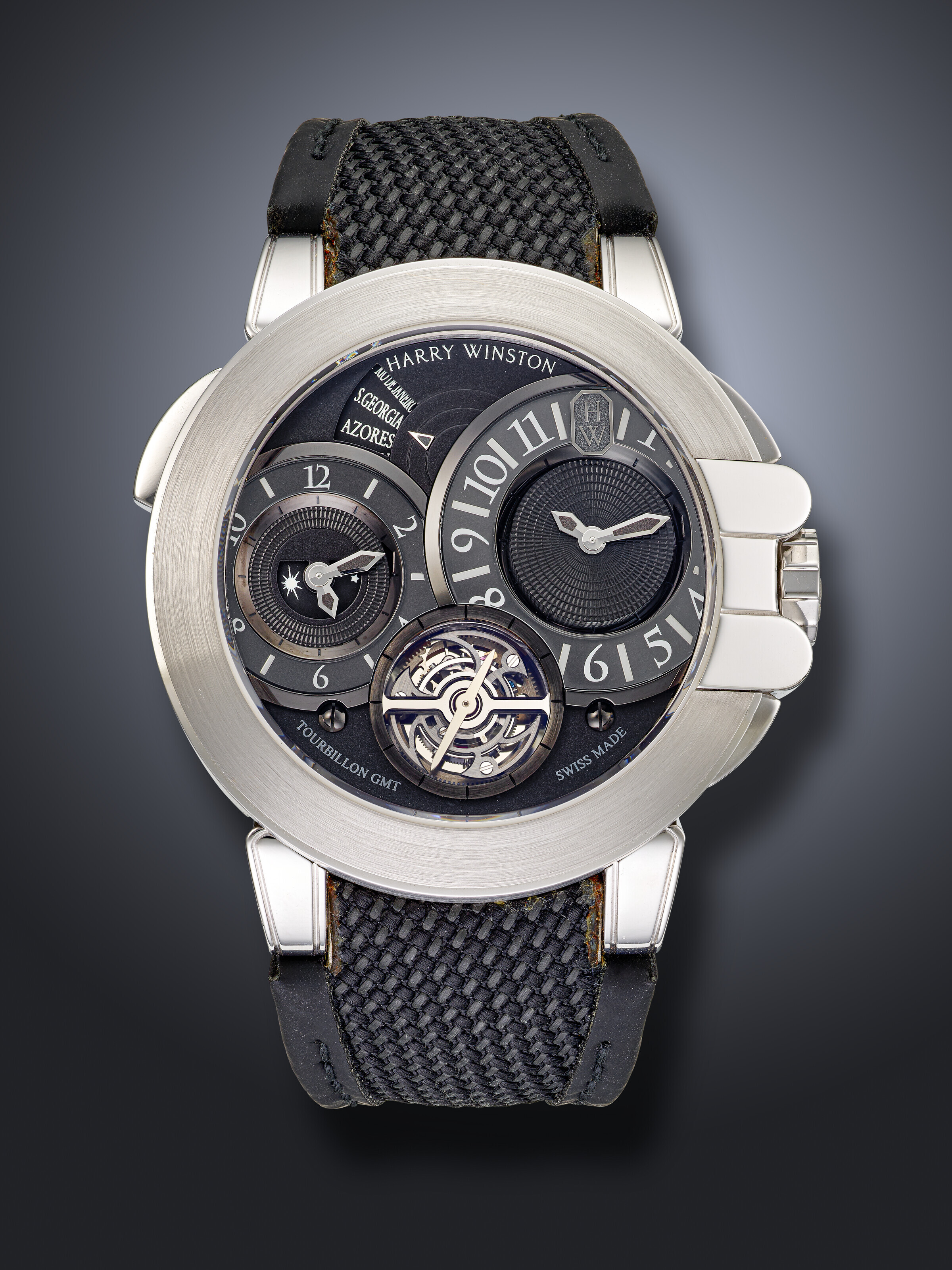 HARRY WINSTON, LIMITED EDITION WHITE GOLD DUAL TIME TOURBILLON 'OCEAN ...