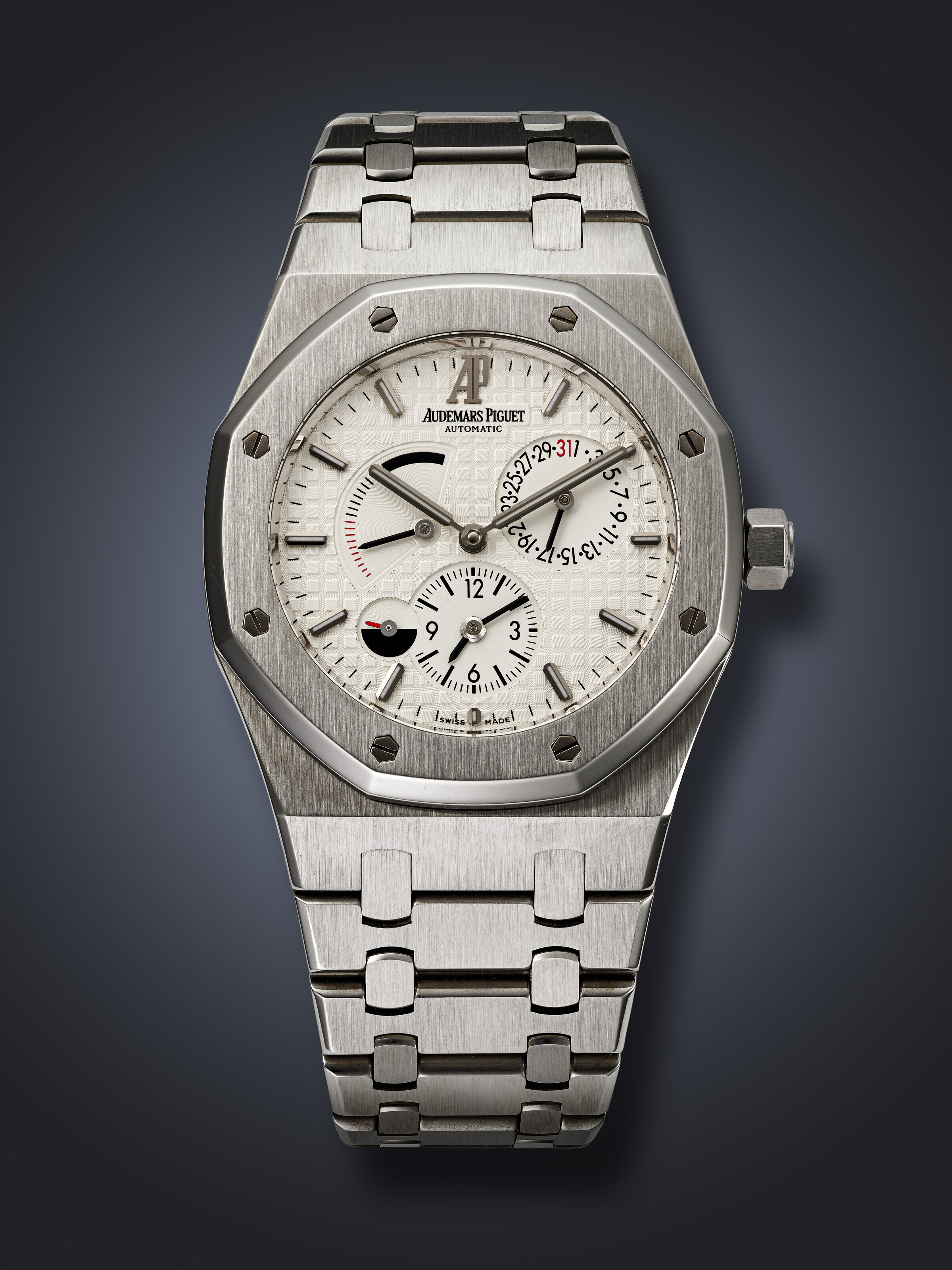 AUDEMARS PIGUET, STAINLESS STEEL DUAL TIME 'ROYAL OAK', REF. 26120ST ...