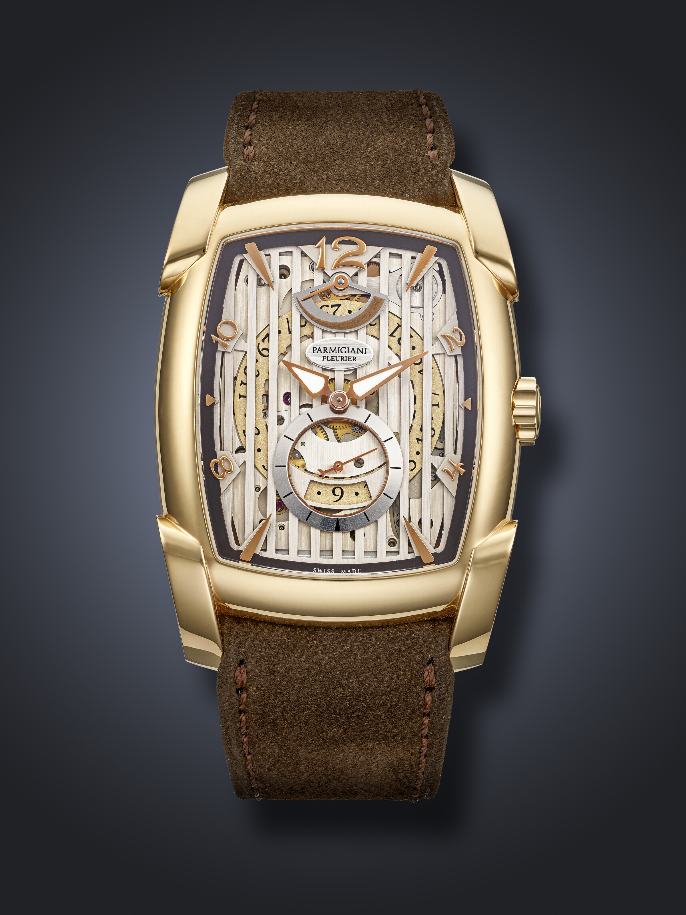 PARMIGIANI, YELLOW GOLD SEMI-SKELETONIZED 'KALPA XL HEBDOMADAIRE' WITH ...