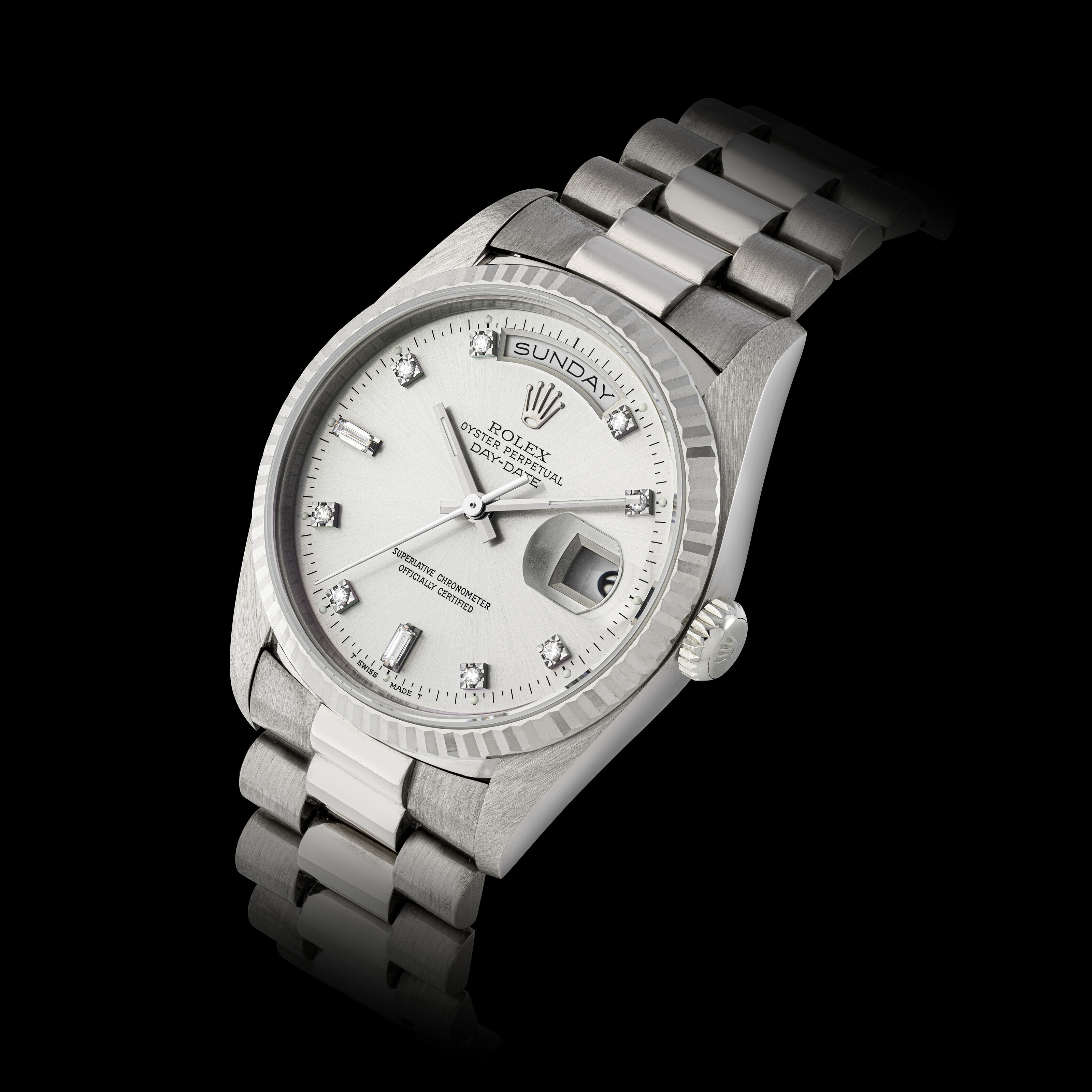 ROLEX, WHITE GOLD DAY-DATE WITH DIAMOND-SET, REF. 18239, | Christie’s