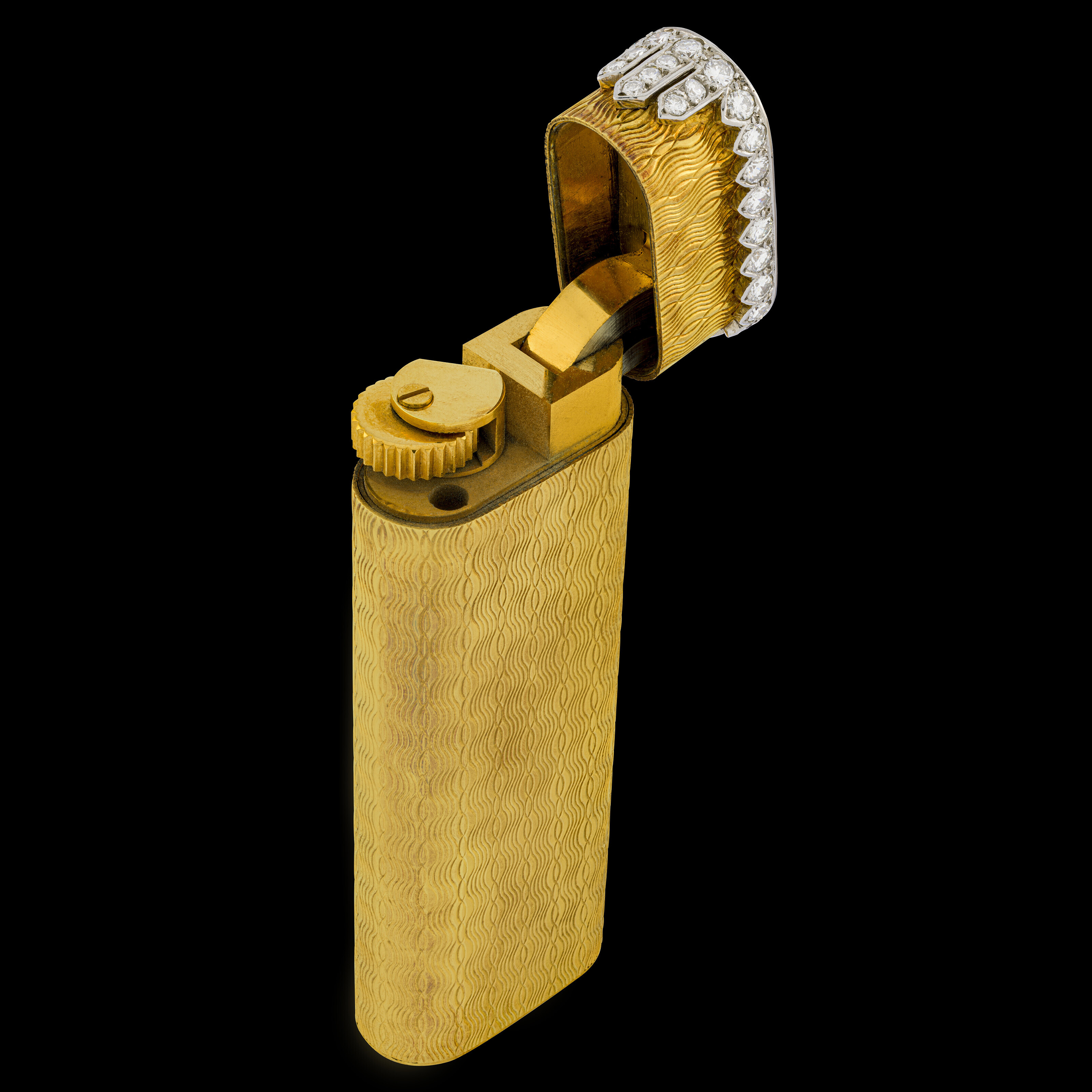 CARTIER, GOLD DIAMOND-SET LIGHTER, | Christie’s