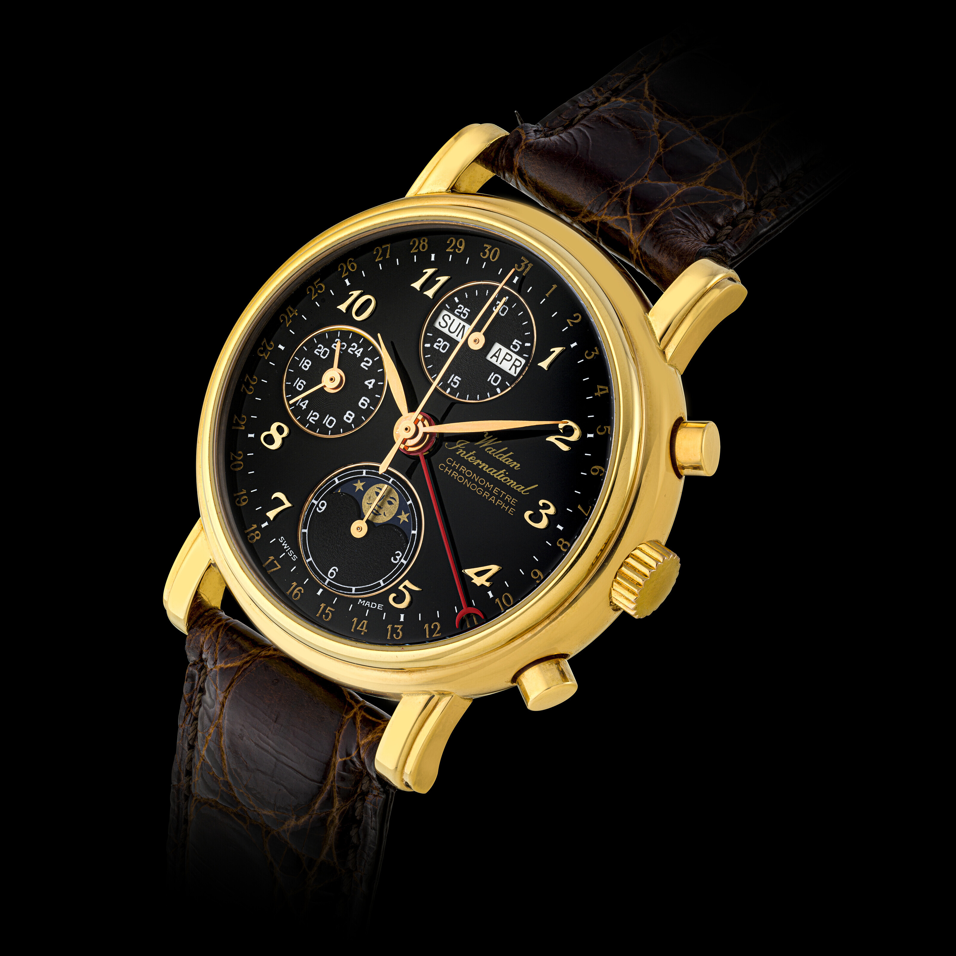 WALDAN INTERNATIONAL, GOLD CHRONOGRAPH TRIPLE CALENDAR, | Christie’s