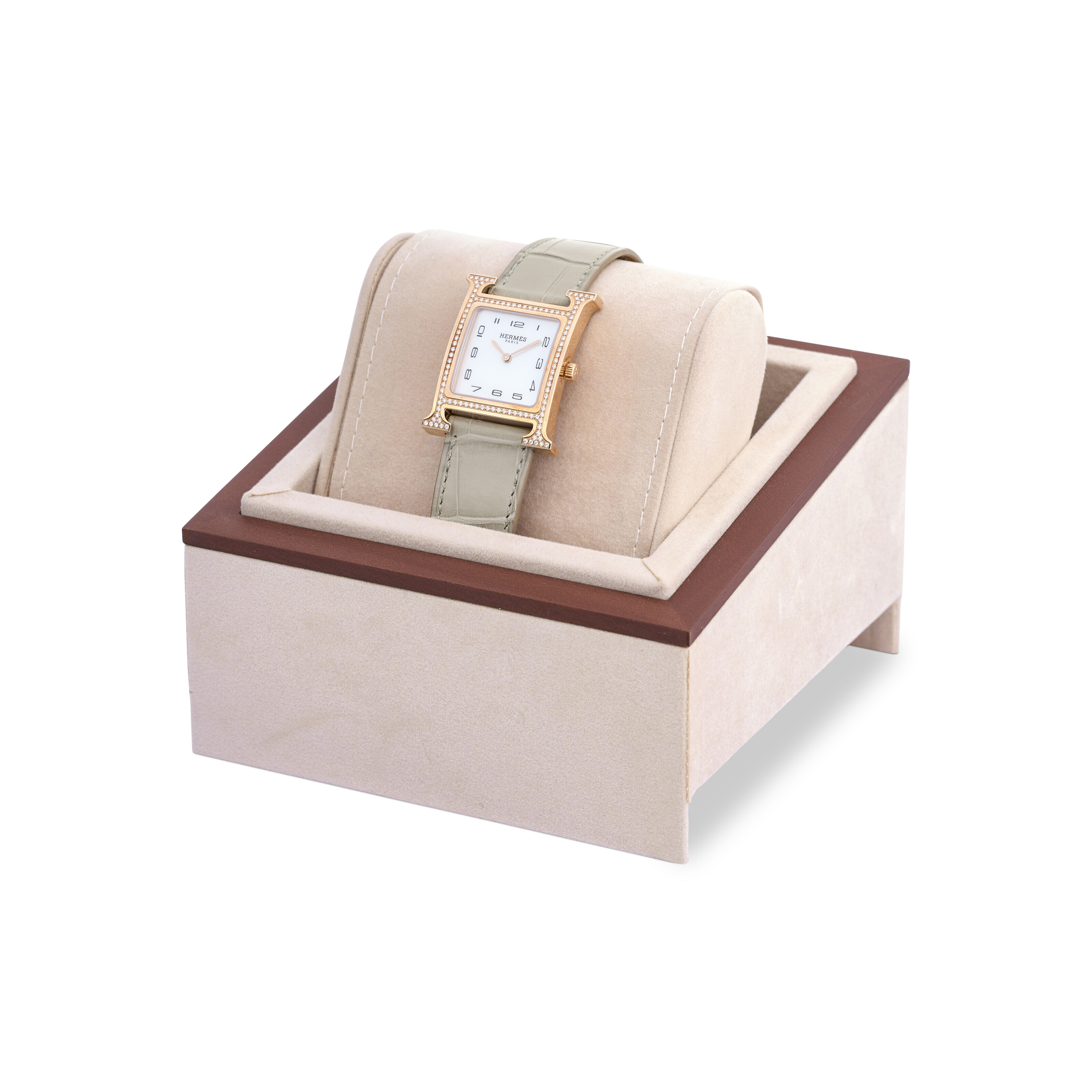 AN 18K ROSE GOLD & DIAMOND HEURE H PM WATCH WITH MOTHER OF PEARL DIAL ...