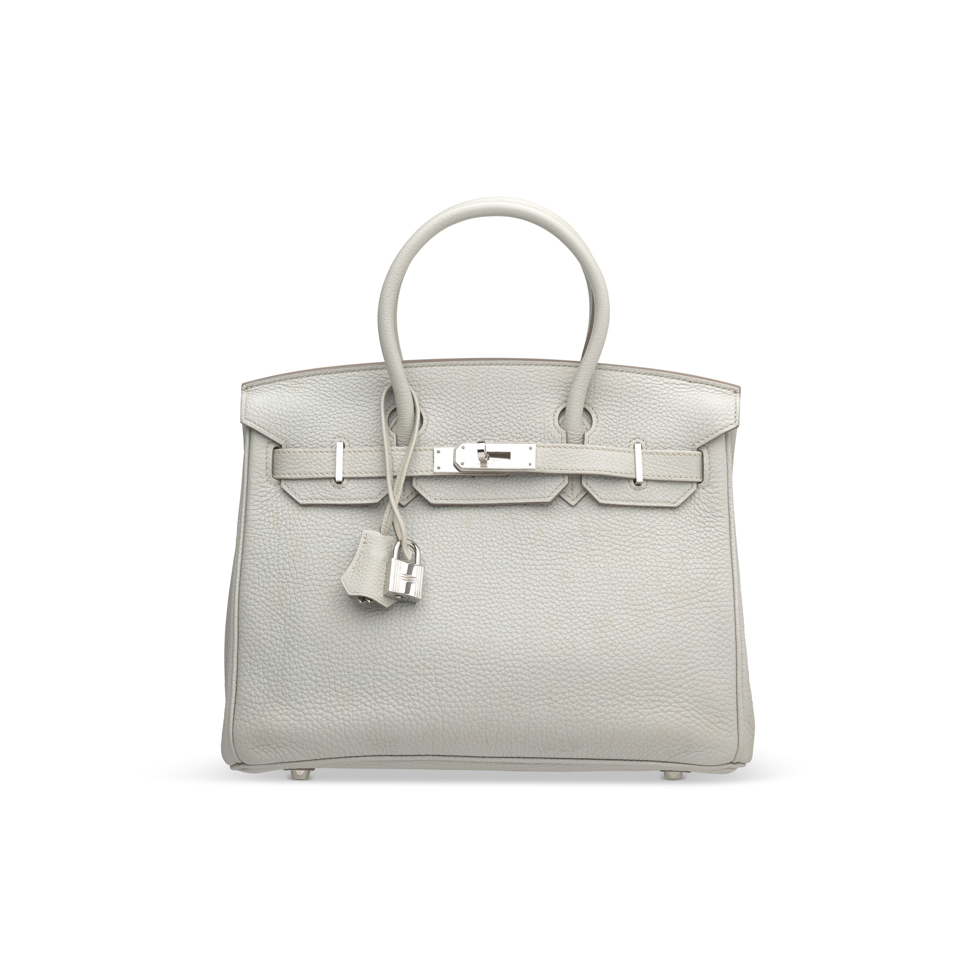 A GIRS PERLE CLÉMENCE LEATHER BIRKIN 30 WITH PALLADIUM HARDWARE, HERMÈS ...