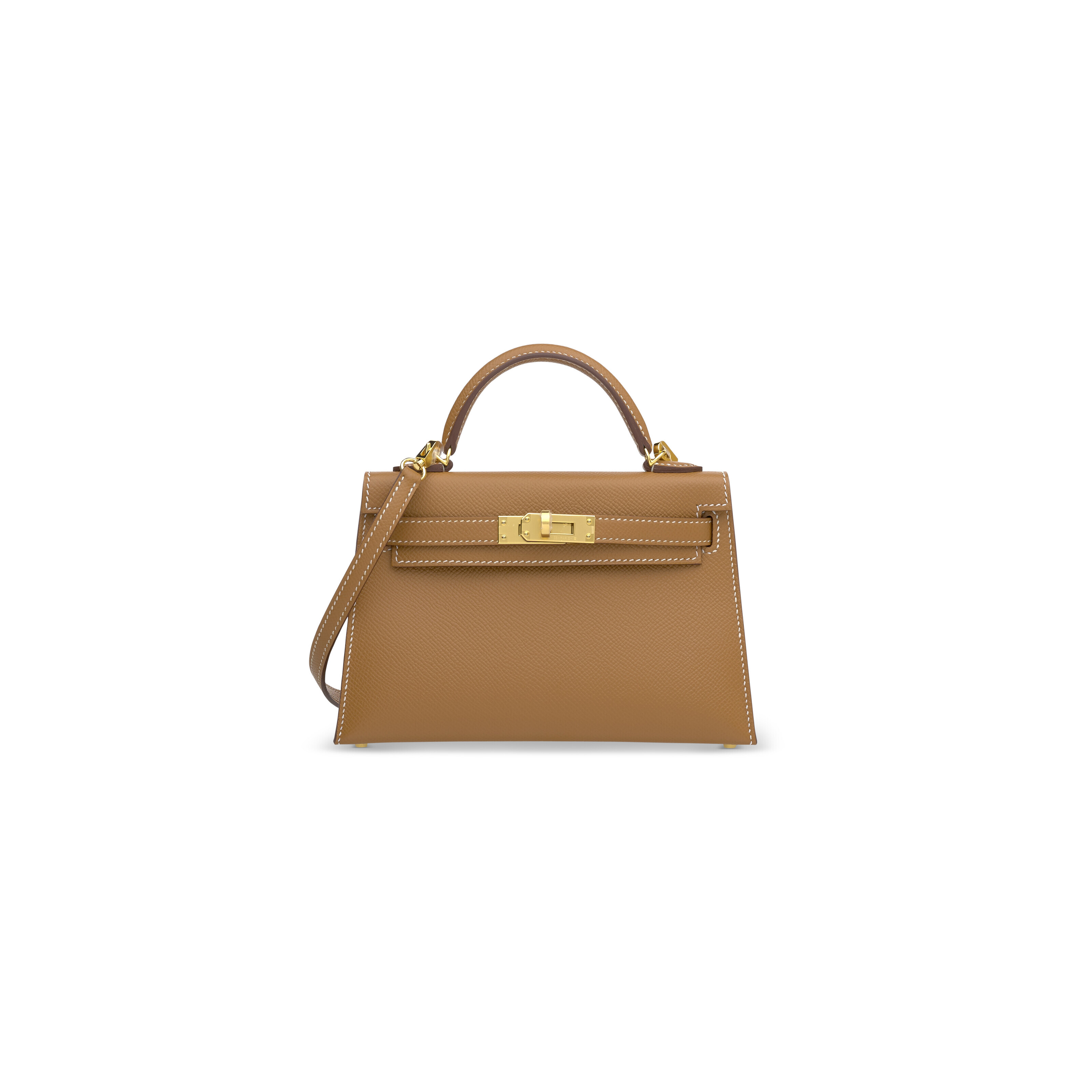 A GOLD EPSOM LEATHER MINI KELLY 20 II WITH GOLD HARDWARE, HERMÈS, 2021 ...