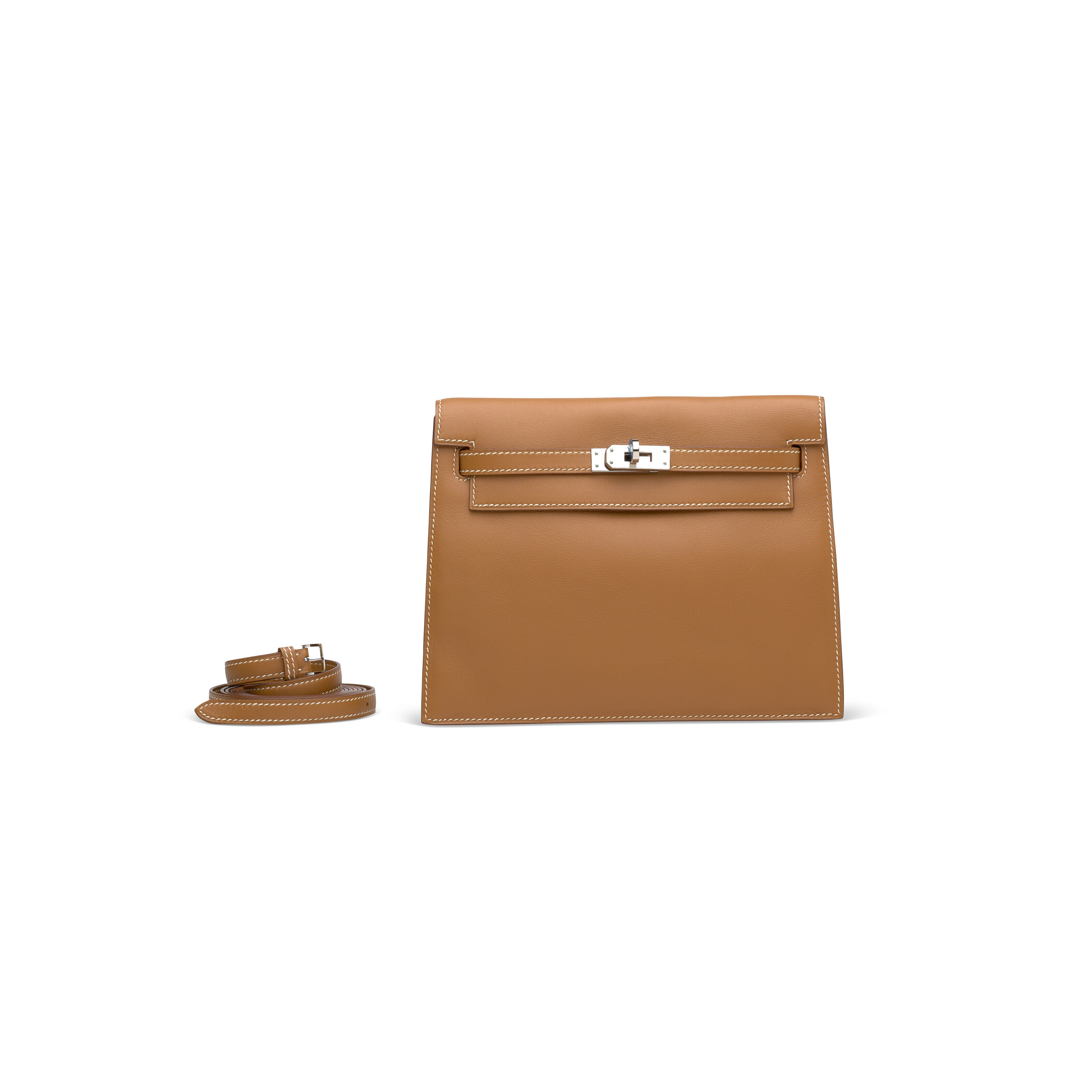A GOLD EVERCOLOR LEATHER KELLY DANSE WITH PALLADIUM HARDWARE, HERMÈS ...