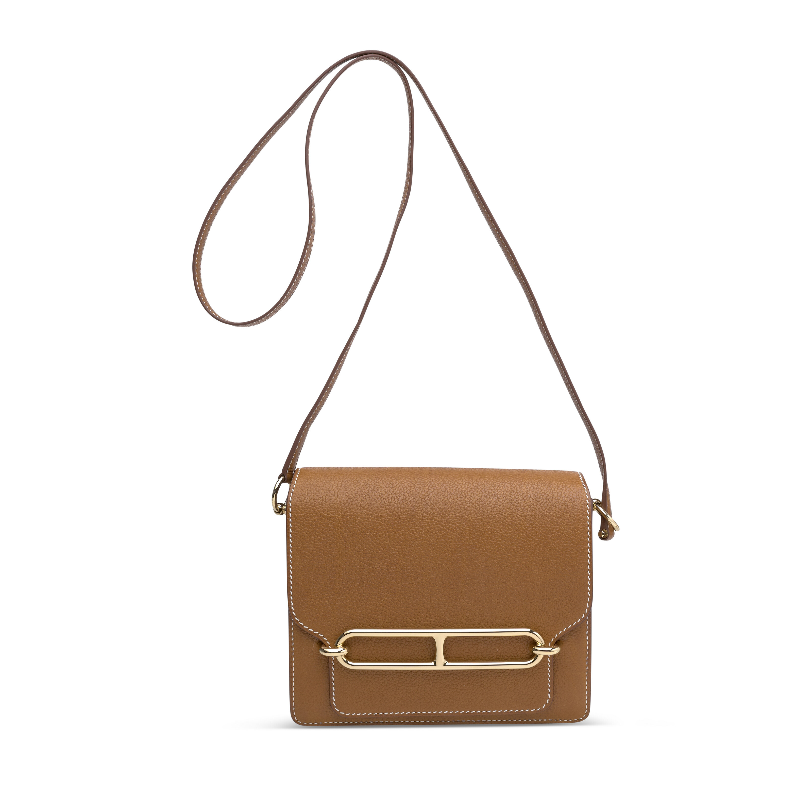 A FAUVE BARÉNIA LEATHER MINI ROULIS 18 WITH PERMABRASS HARDWARE, HERMÈS ...