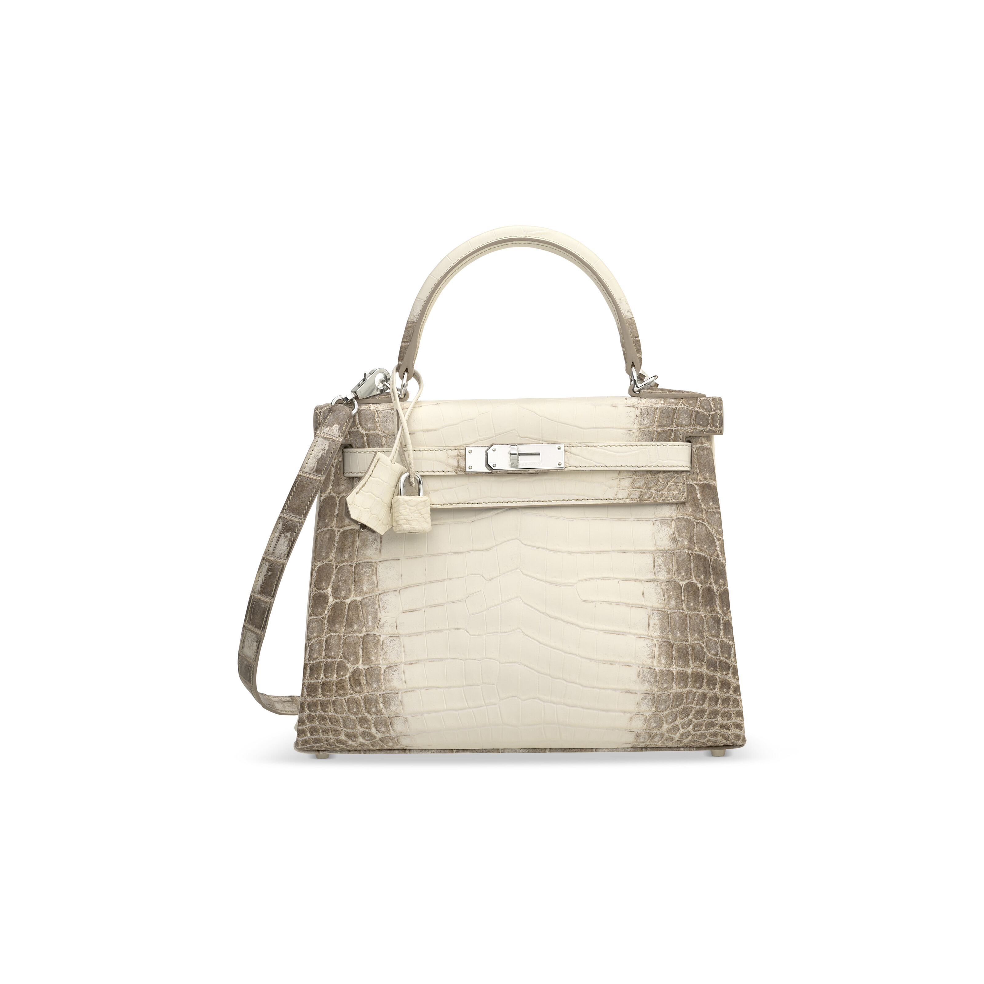 A RARE, MATTE WHITE NILOTICUS CROCODILE RETOURNÉ HIMALAYA KELLY 28 WITH ...