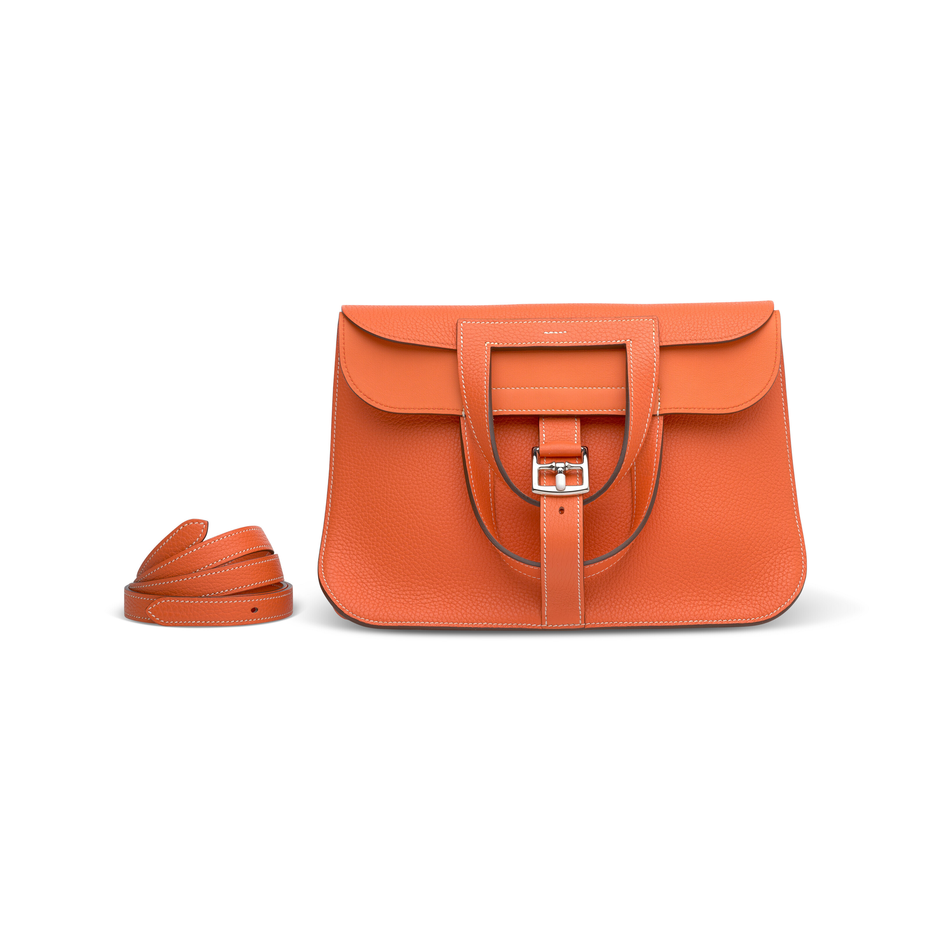 AN ORANGE POPPY CLÉMENCE LEATHER HALZAN 31 WITH PALLADIUM HARDWARE ...
