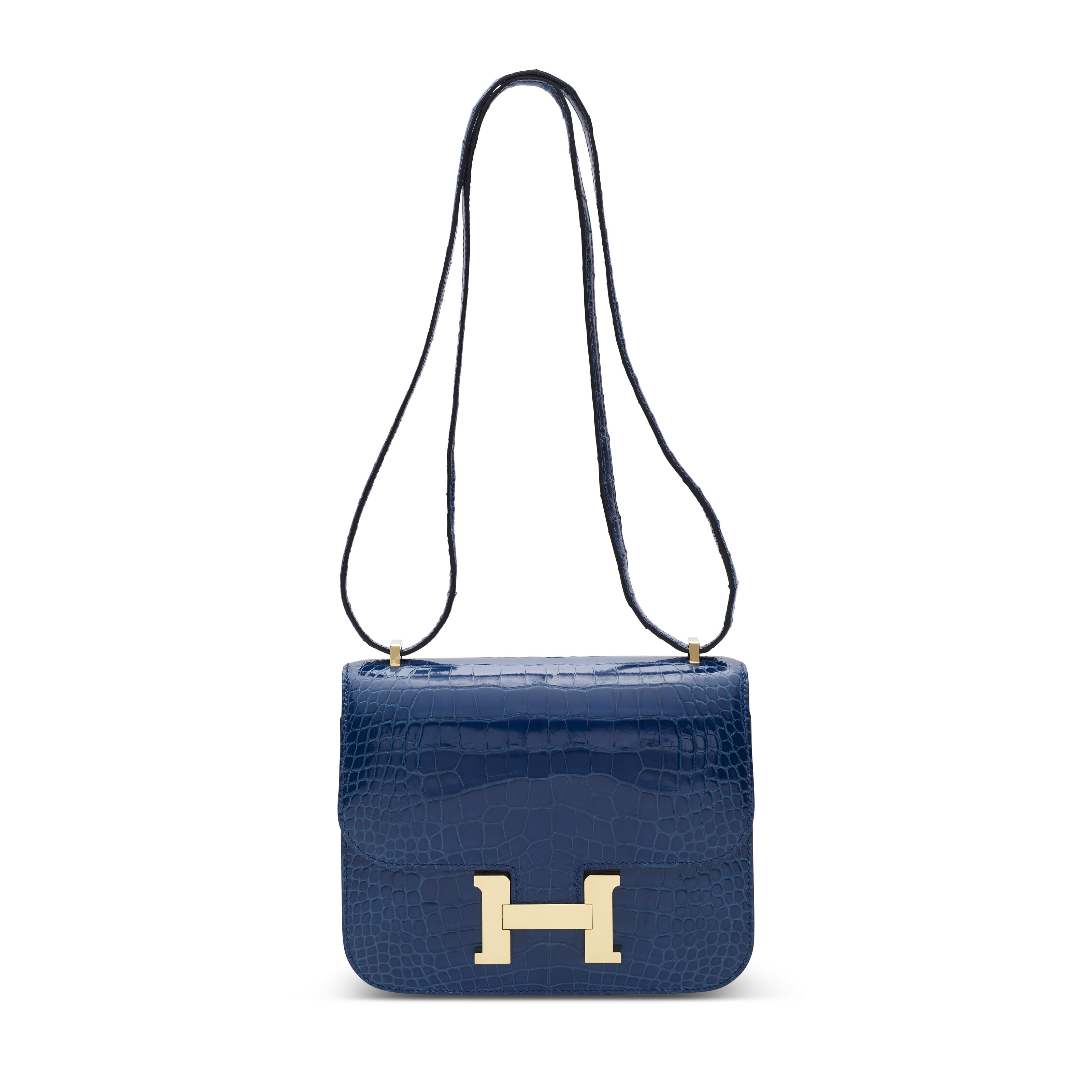 A SHINY MYKONOS ALLIGATOR MINI CONSTANCE 18 WITH GOLD HARDWARE, HERMÈS ...
