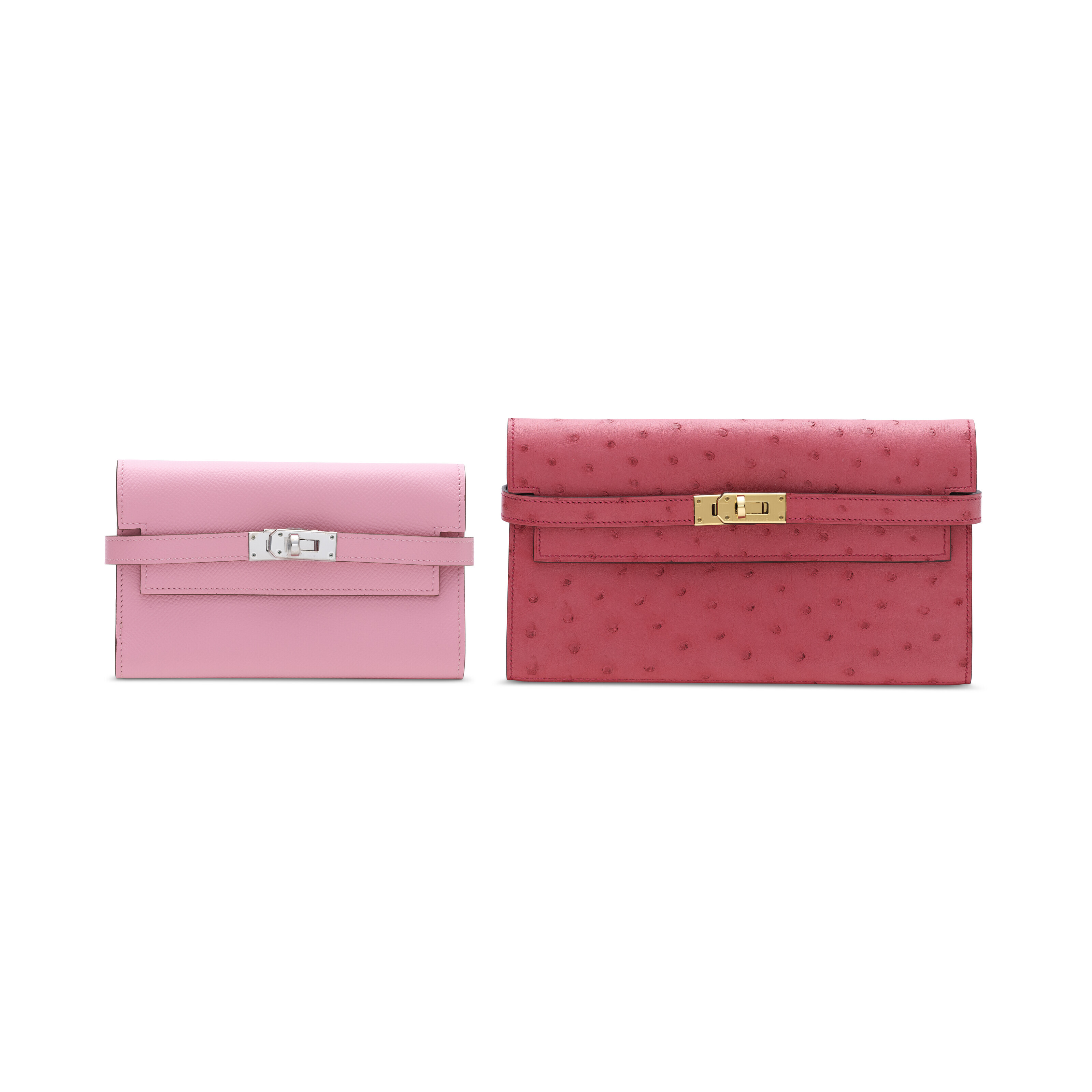 A SET OF TWO: A ROSE CONFETTI EPSOM LEATHER KELLY COMPACT WITH ...