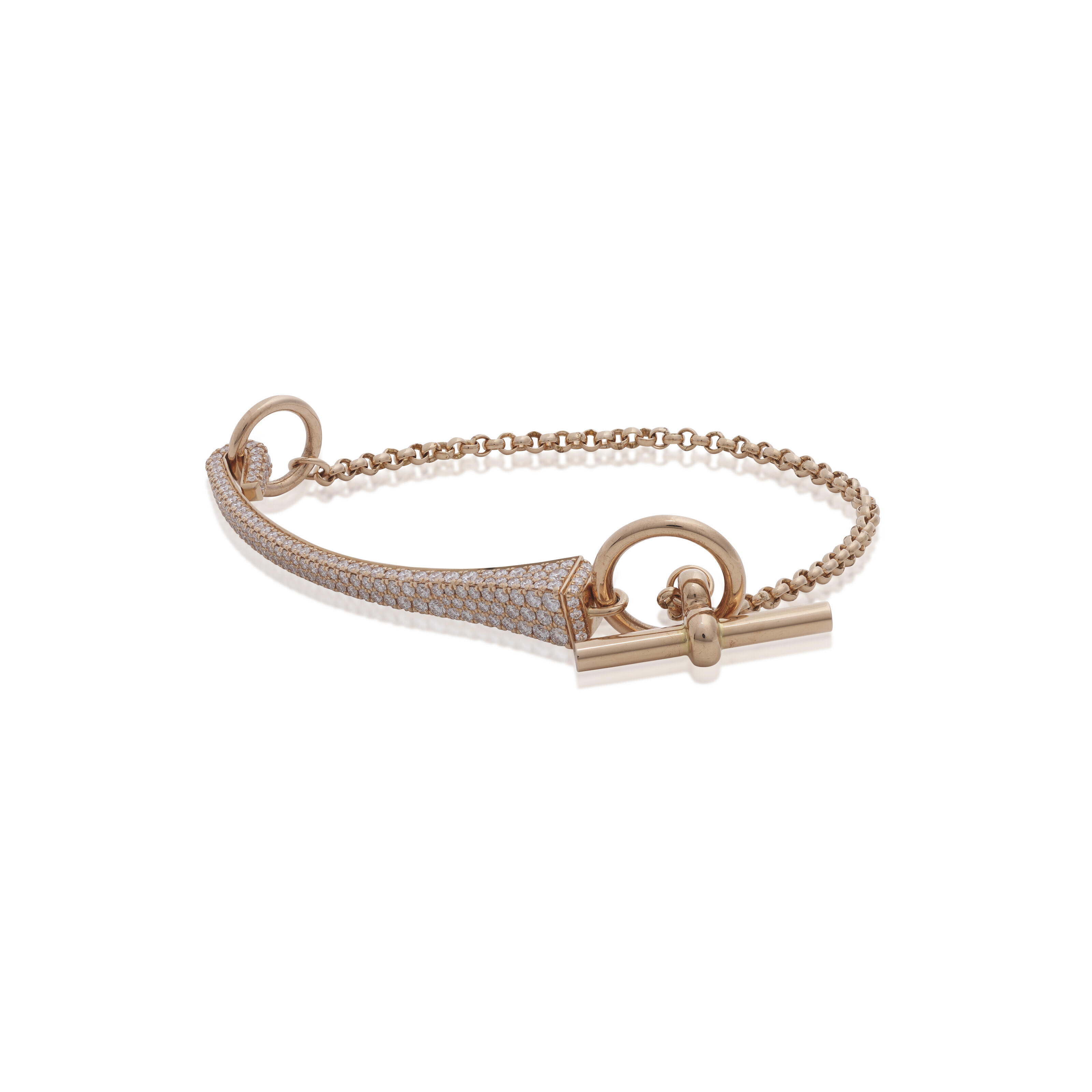 AN 18K ROSE GOLD & DIAMOND CLOU DE FORGE BRACELET, HERMÈS, 2022 ...