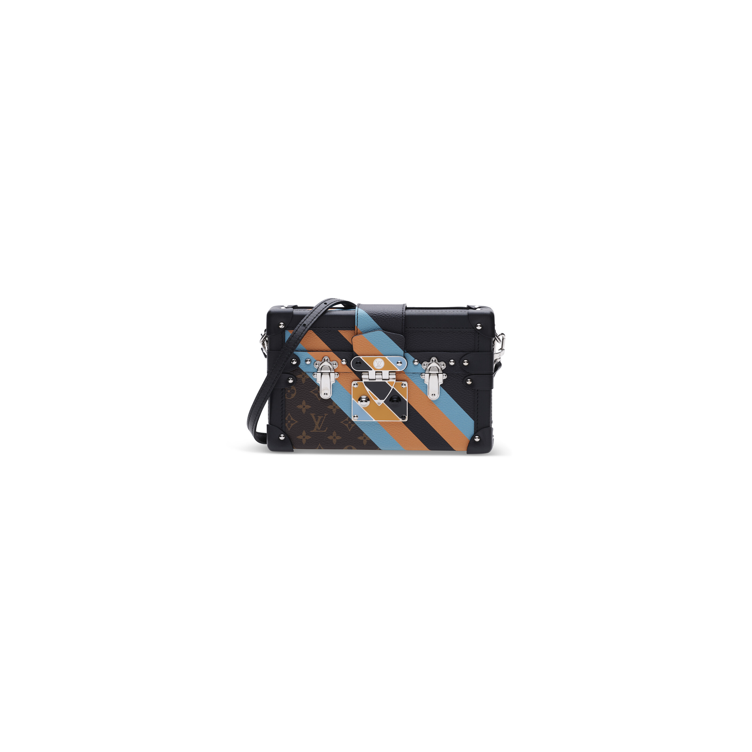 A CLASSIC MONOGRAM CANVAS STRIPE PATTERN PETITE MALLE WITH SILVER ...