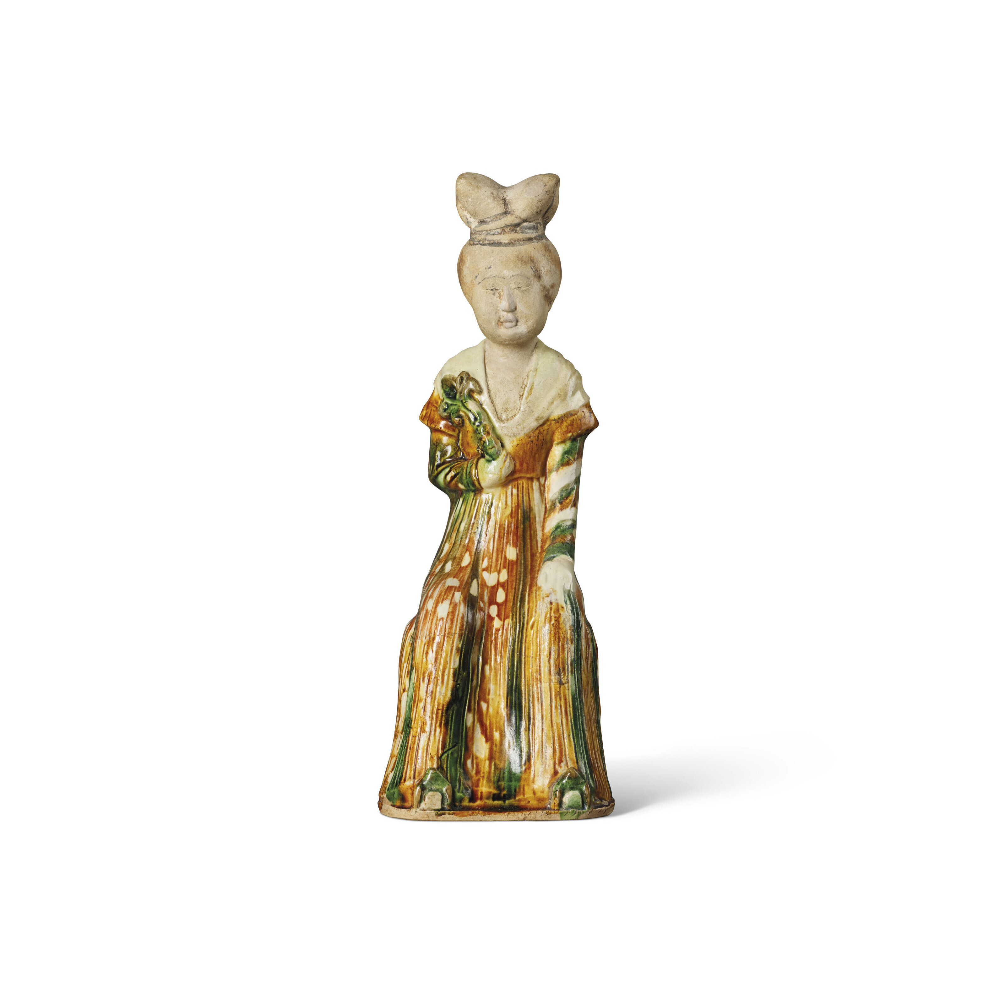 A SANCAI-GLAZED FIGURE OF A SEATED COURT LADY, TANG DYNASTY (618-907 ...