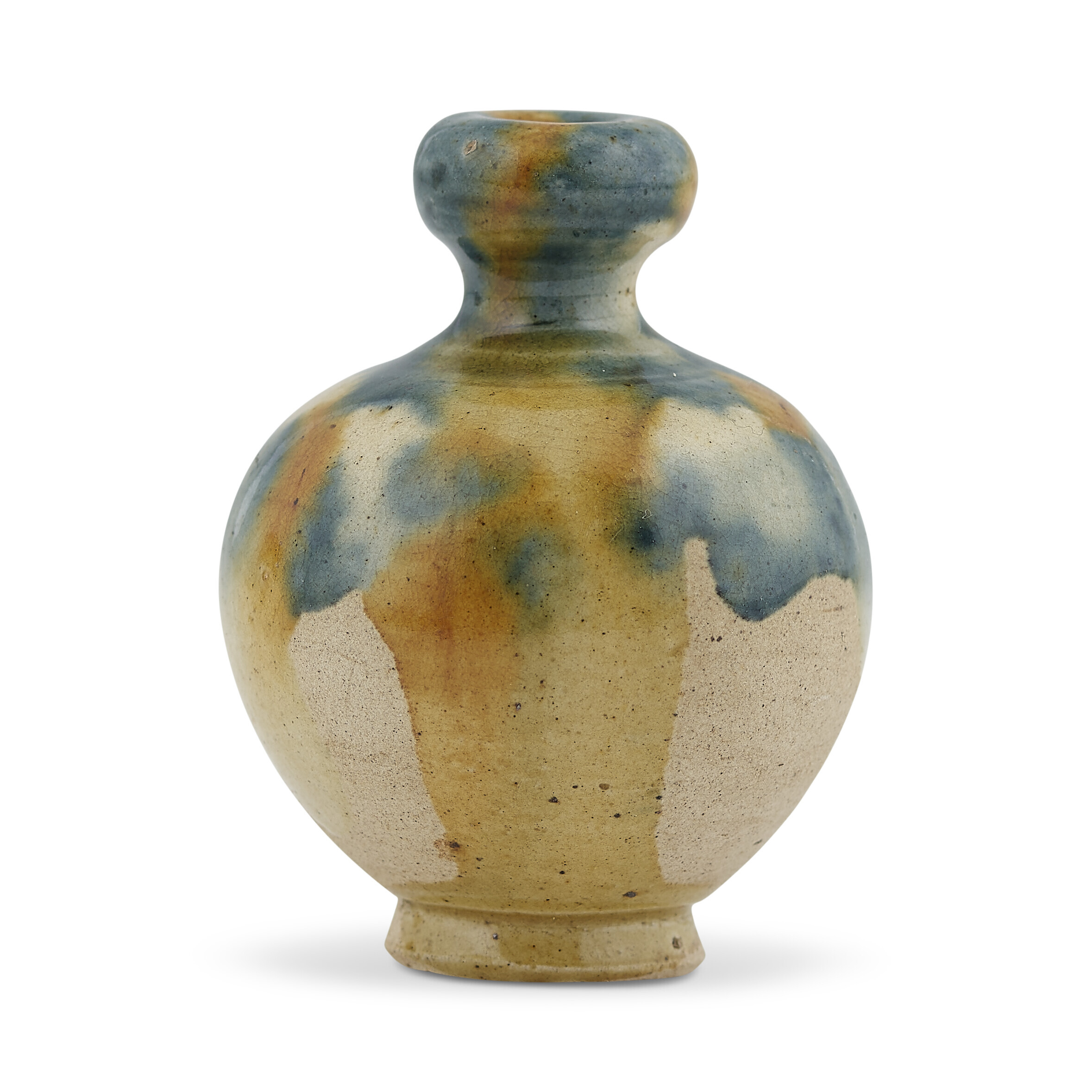 A MINIATURE BLUE AND SANCAI-GLAZED VASE, TANG DYNASTY (618-907 ...