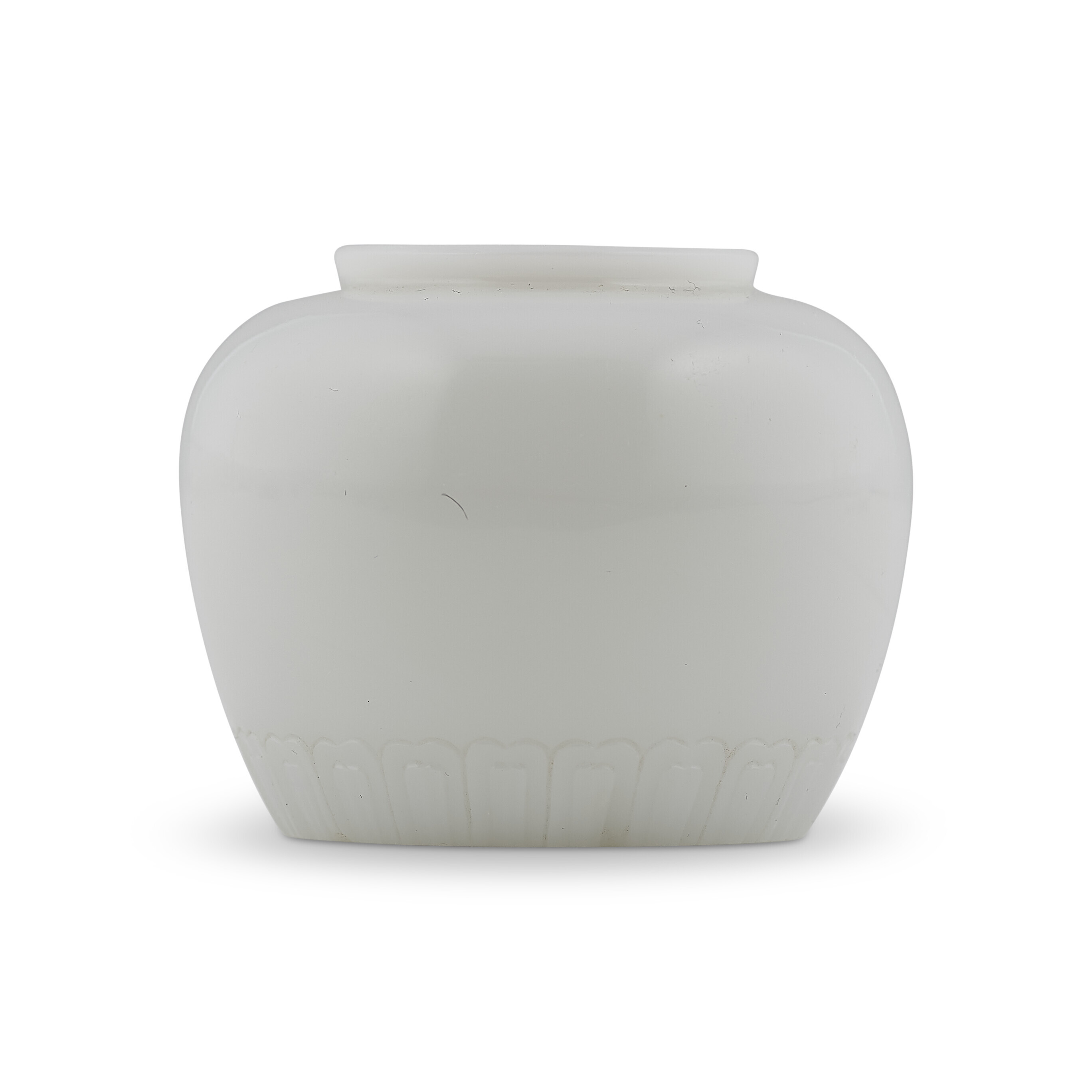 A WHITE GLASS WATER POT, QIANLONG WHEEL-CUT FOUR-CHARACTER MARK WITHIN ...