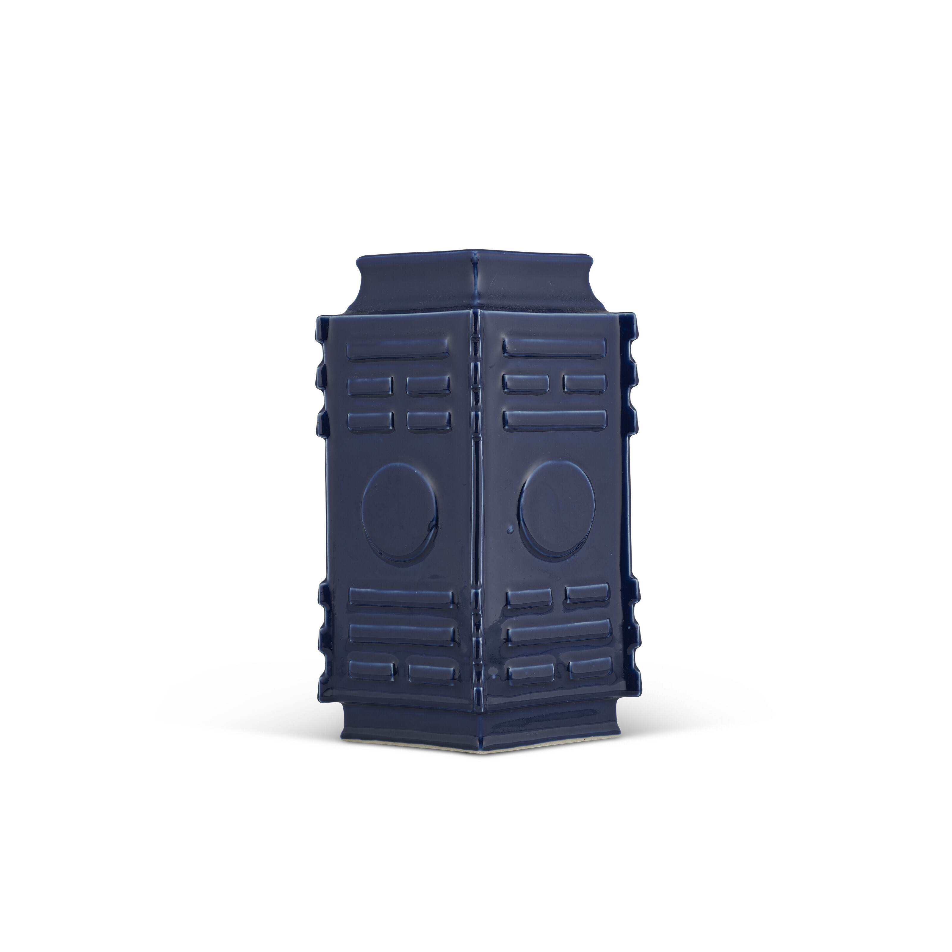 A RARE BLUE-GLAZED CONG-FORM VASE, GUANGXU SIX-CHARACTER MARK IN ...