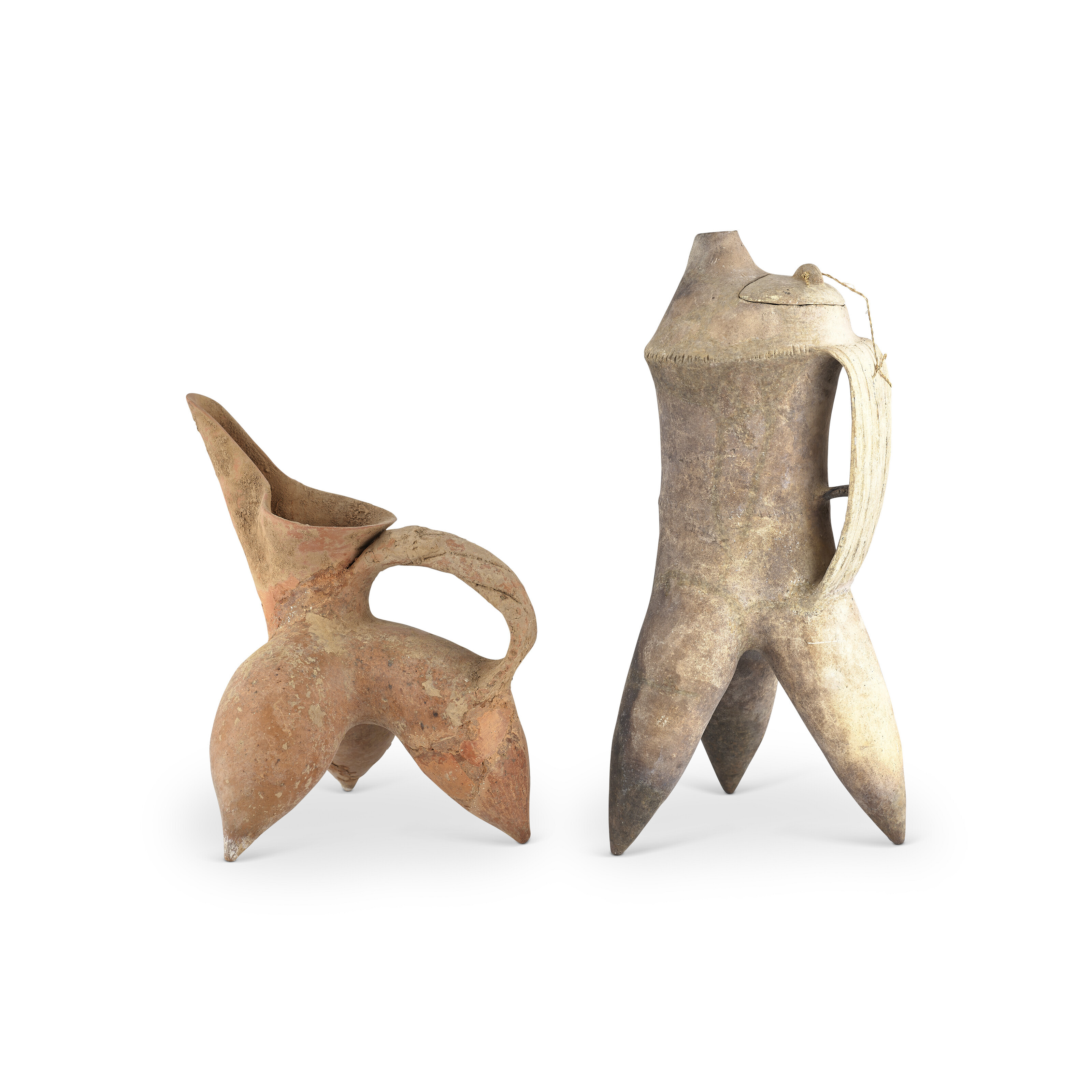 TWO POTTERY TRIPOD EWERS, NEOLITHIC PERIOD (CIRCA 6500-1700 BC ...