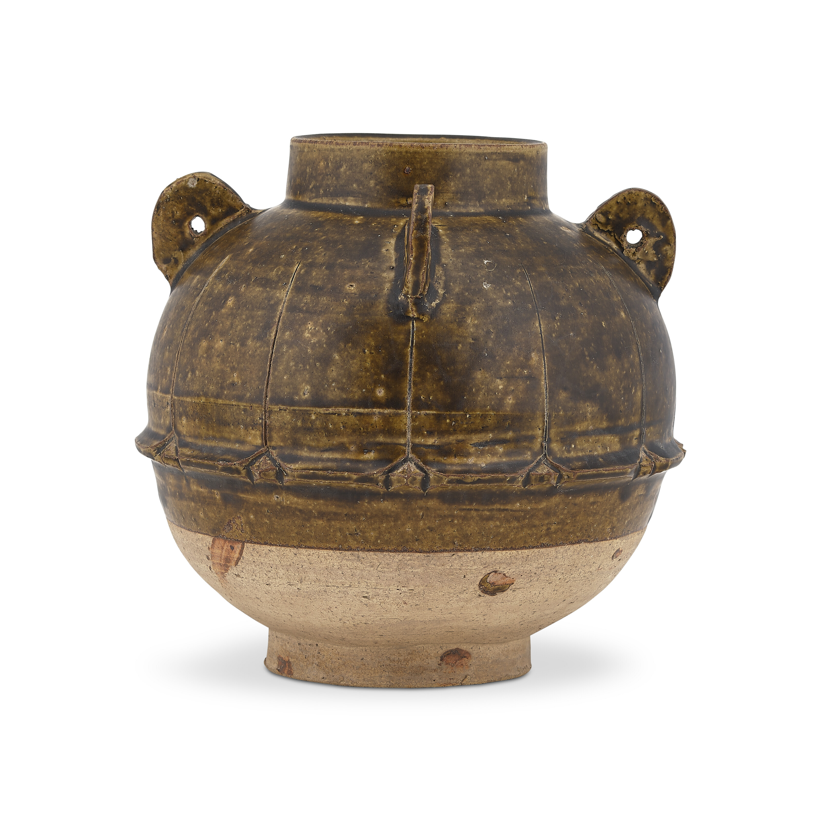 A BROWN-GLAZED HANDLED JAR, NORTHERN QI-SUI DYNASTY (AD 550-618 ...
