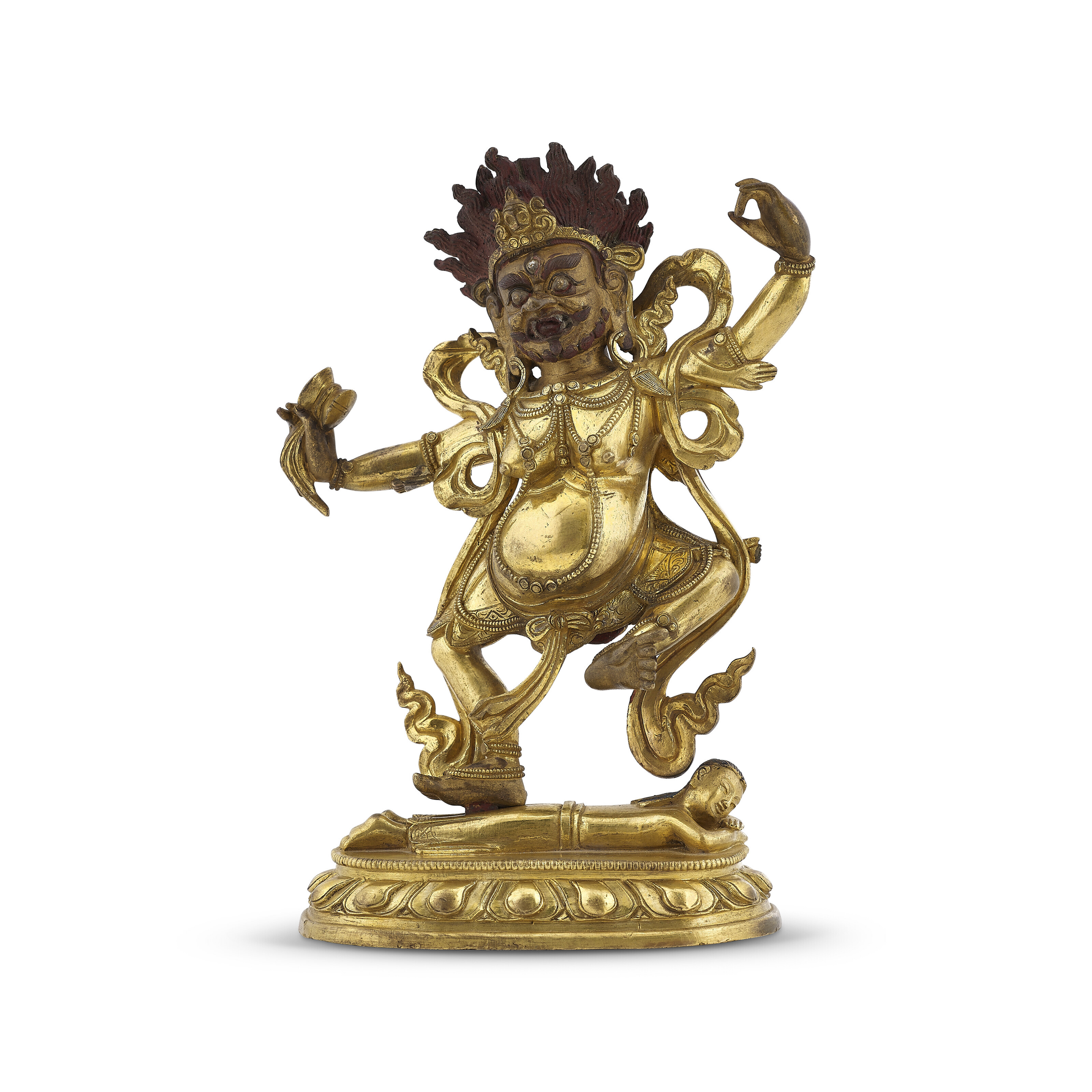 A GILT-BRONZE FIGURE OF A DANCING DAKINI, QING DYNASTY, 18TH CENTURY ...