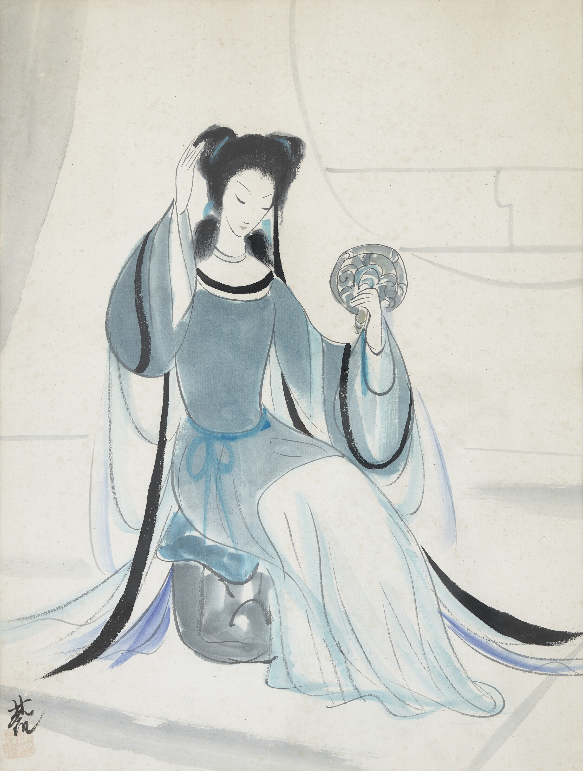 LIN FENGMIAN (1900-1991), Lady Holding Mirror | Christie’s