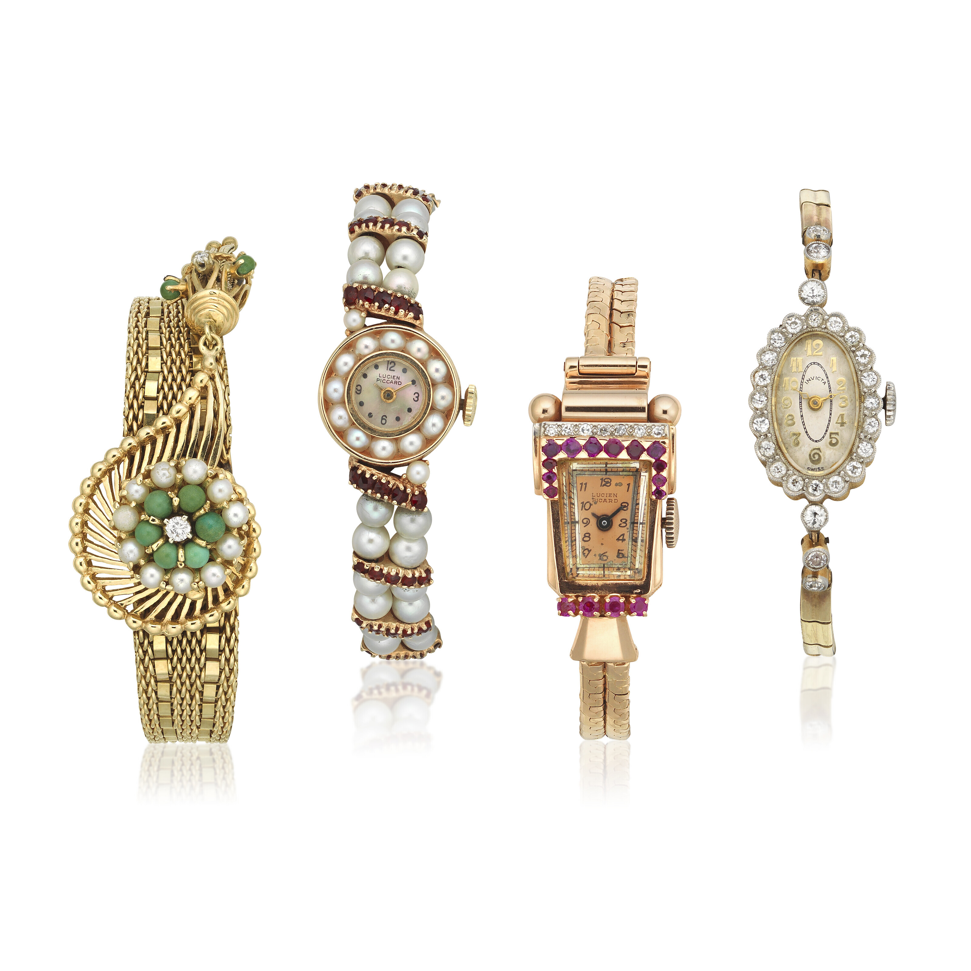 NO RESERVE - SET OF FOUR MULTI-GEM WRISTWATCHES, | Christie’s