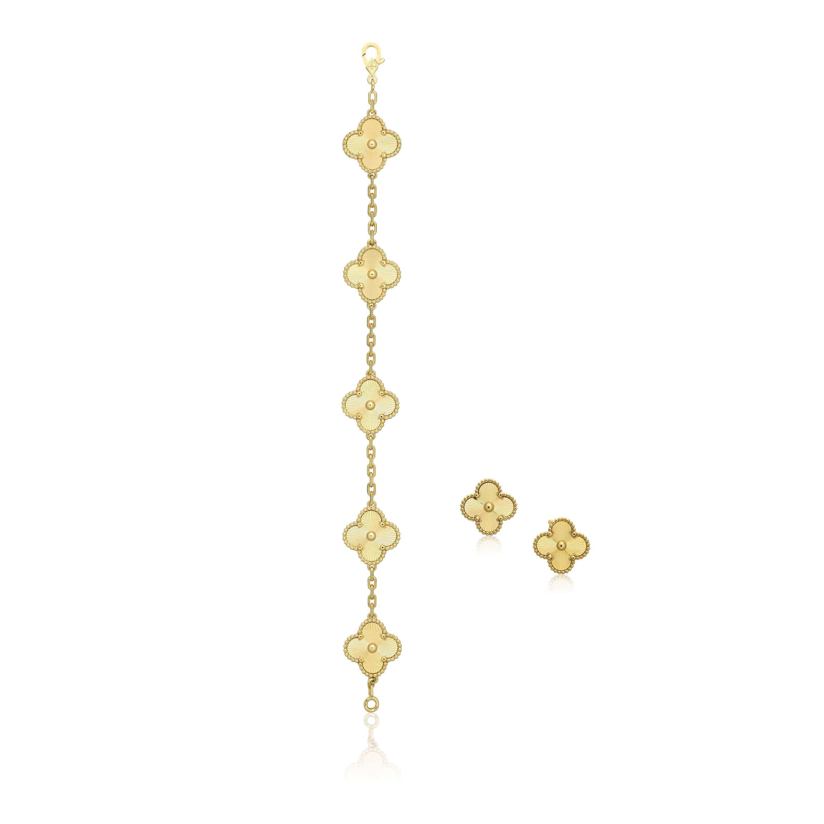 VAN CLEEF & ARPELS GOLD 'ALHAMBRA' BRACELET AND EARRINGS SET, | Christie’s