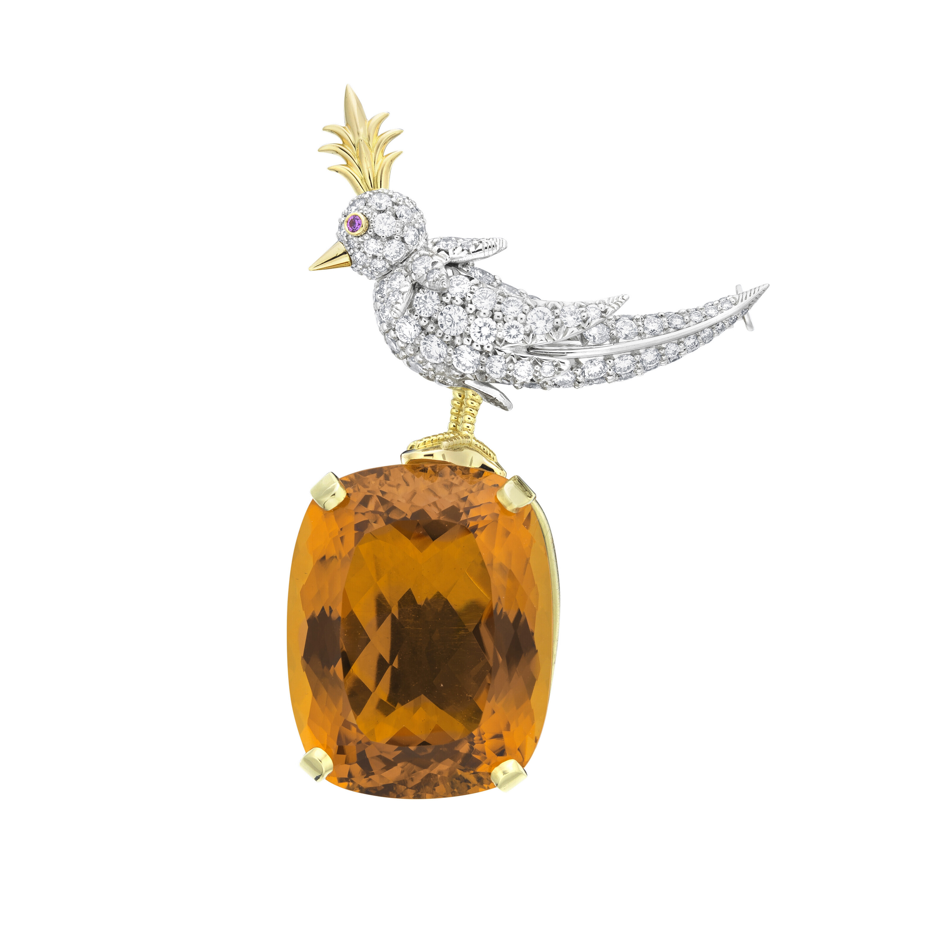 TIFFANY & CO. BY SCHLUMBERGER STUDIO, CITRINE AND DIAMOND 'BIRD ON A ...