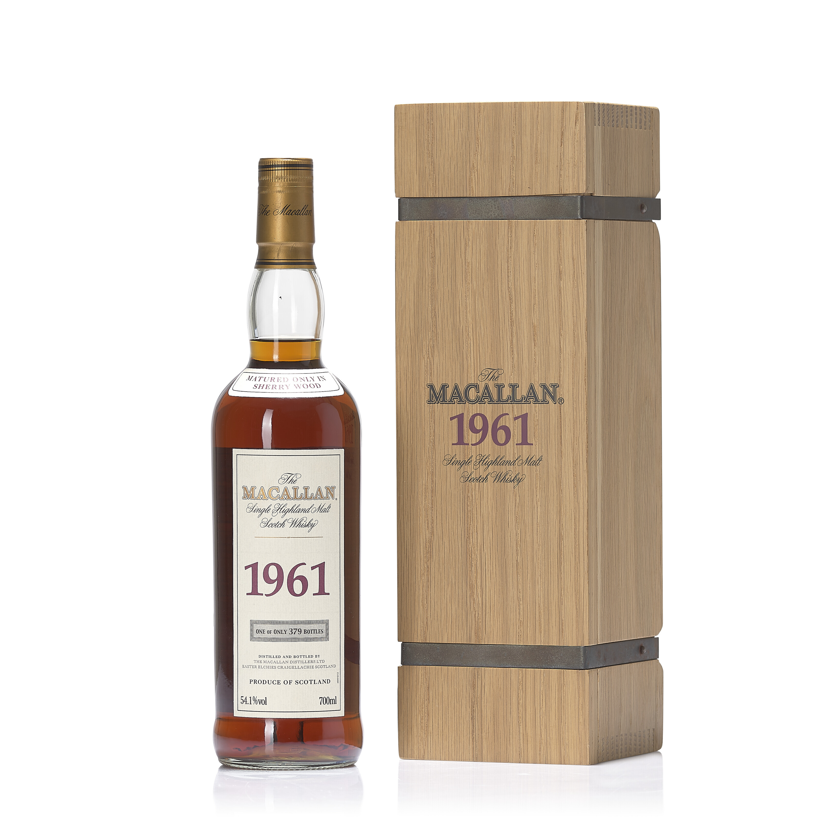 Macallan 1961, In original wooden case. Distilled in March and April ...