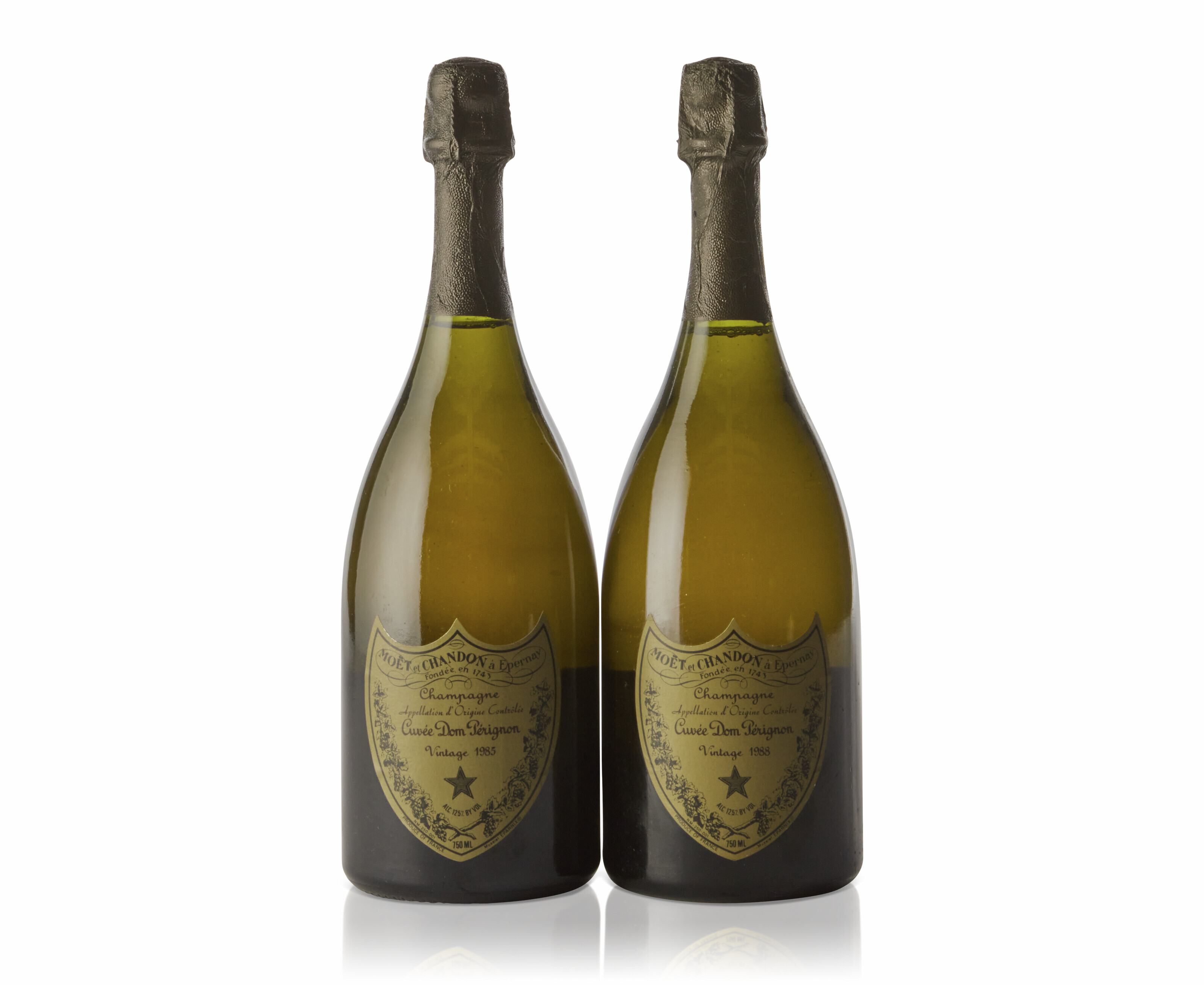 Dom Pérignon 1985 & 1988, Dom Pérignon 1985Corroded foilsBin-soiled ...