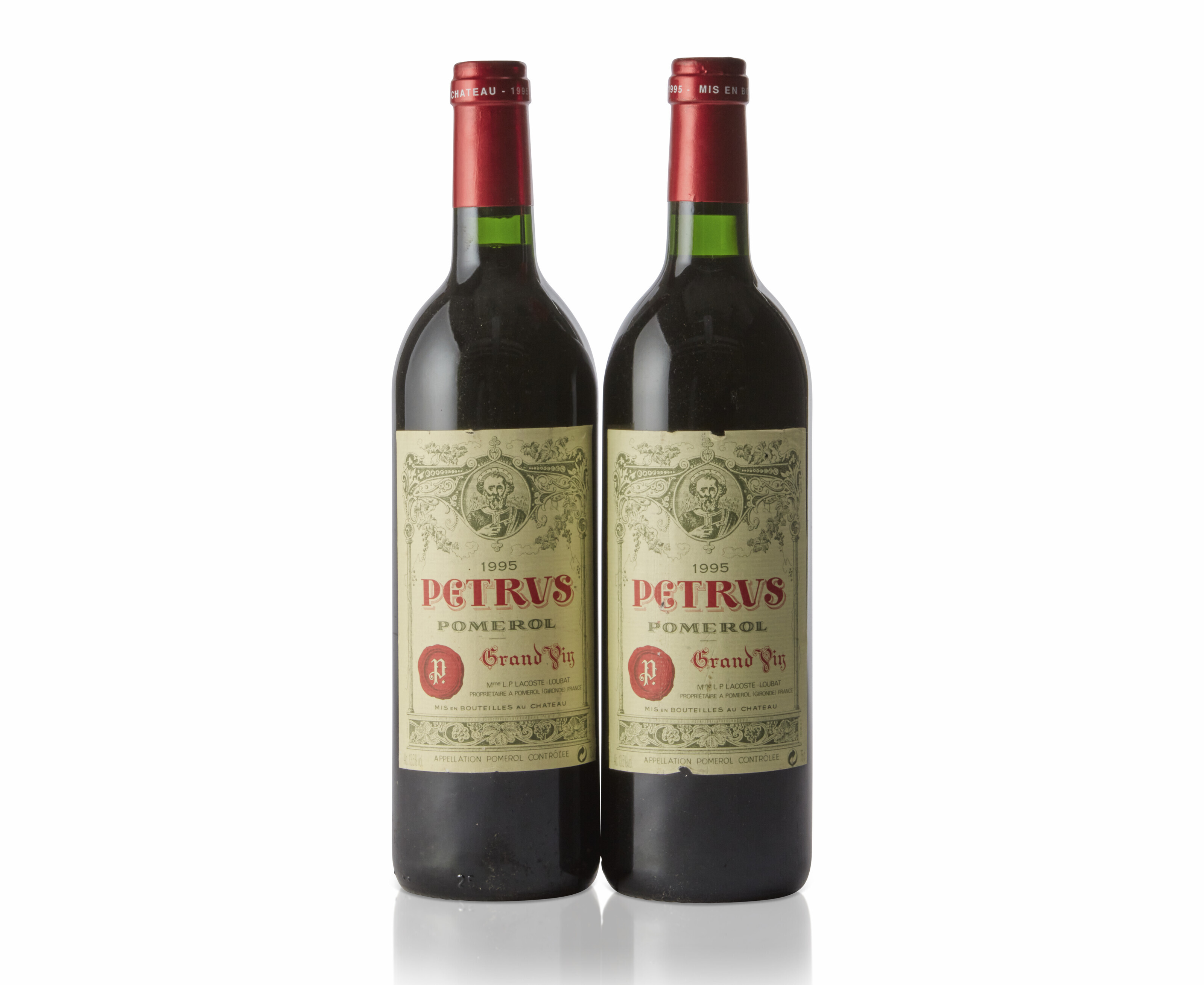 Petrus 1995, Pomerol, cru exceptionnelSlightly nicked labelsLevels into neckThis lot comes from ...