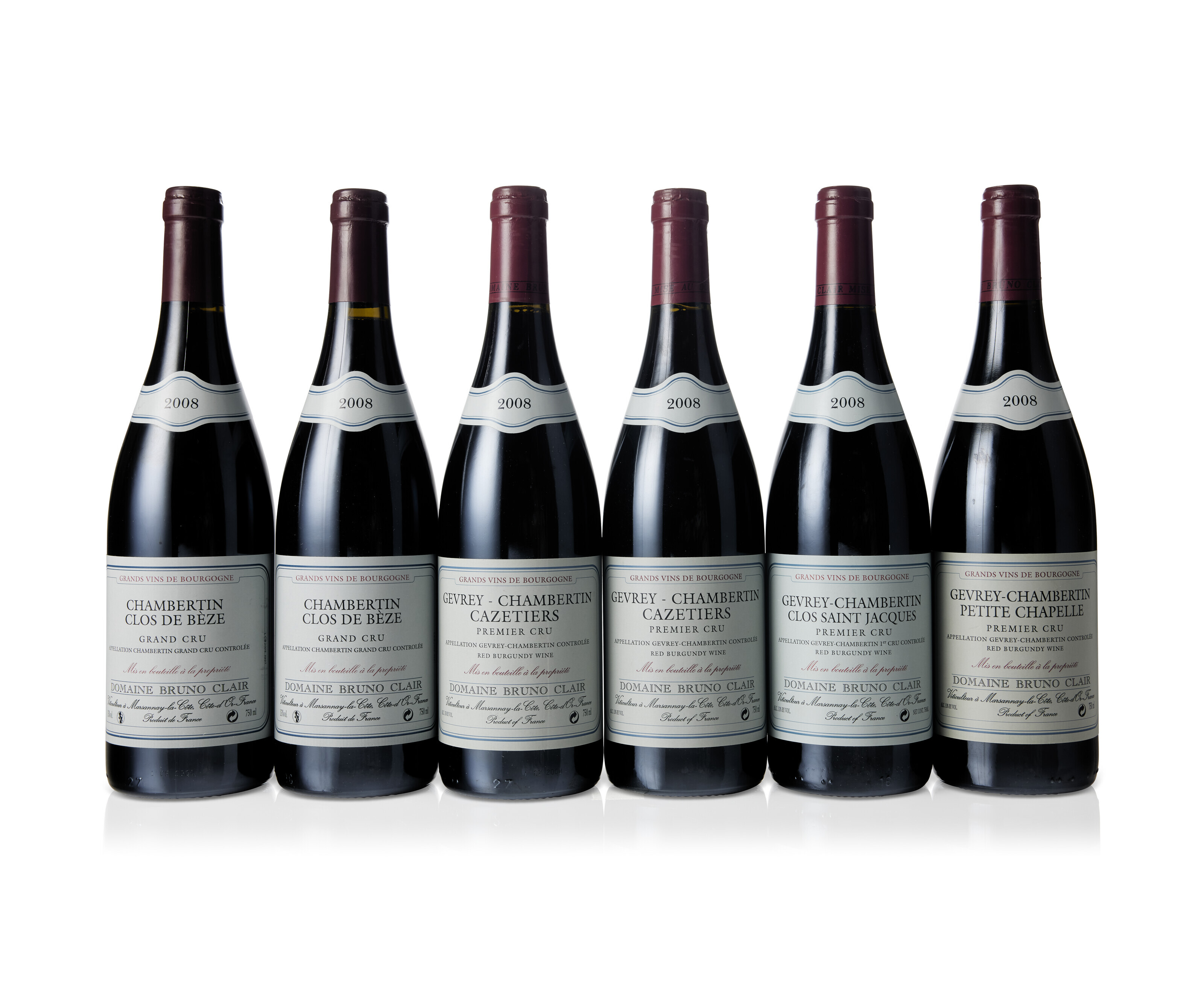 Mixed Domaine Bruno Clair 2008, Chambertin, Clos de Bèze 2008 (2)Gevrey-Chambertin Cazetiers ...