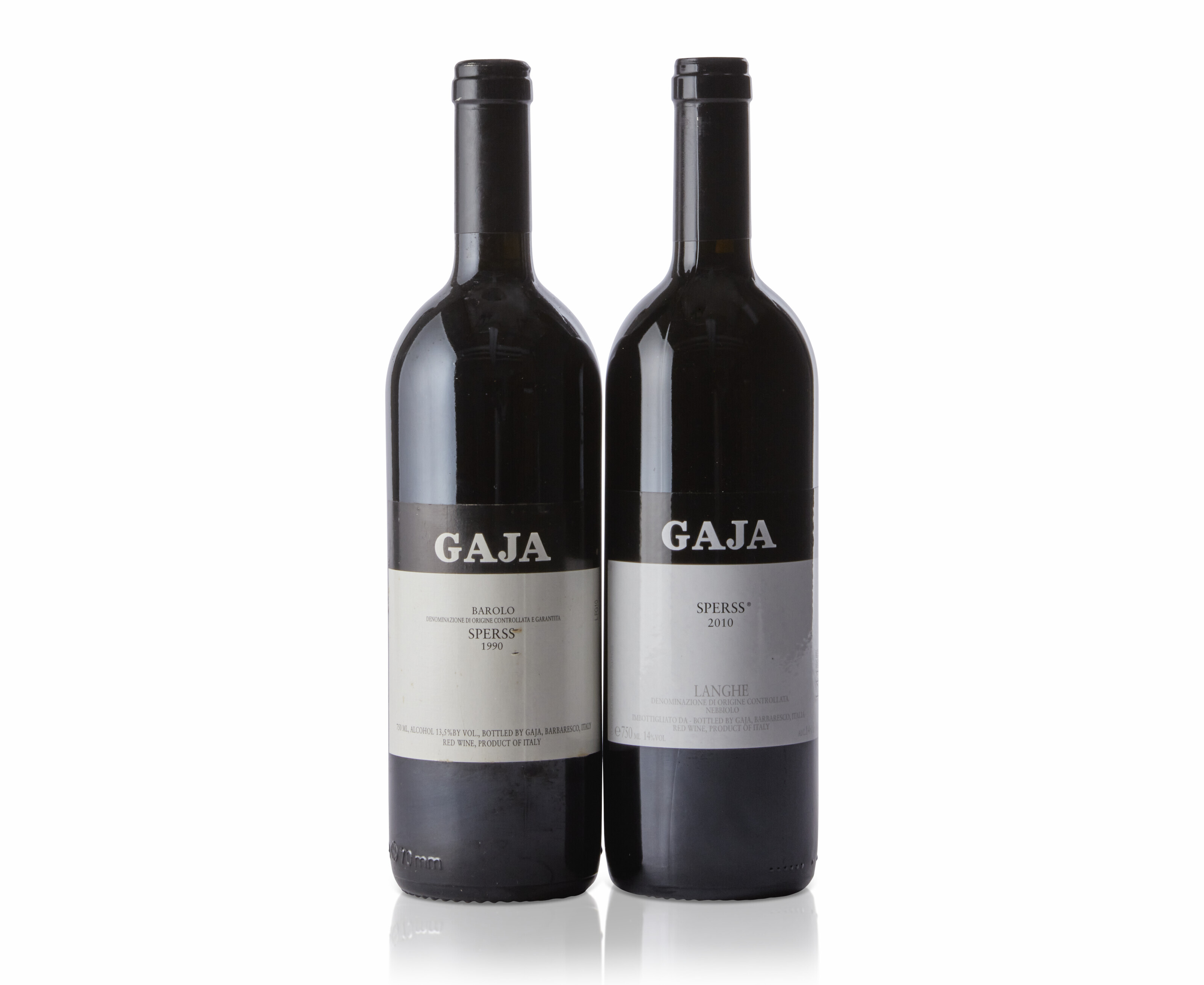Gaja Barolo, Sperss 1990 & 2010, 1990 Bin-soiled labelsLevels base of ...