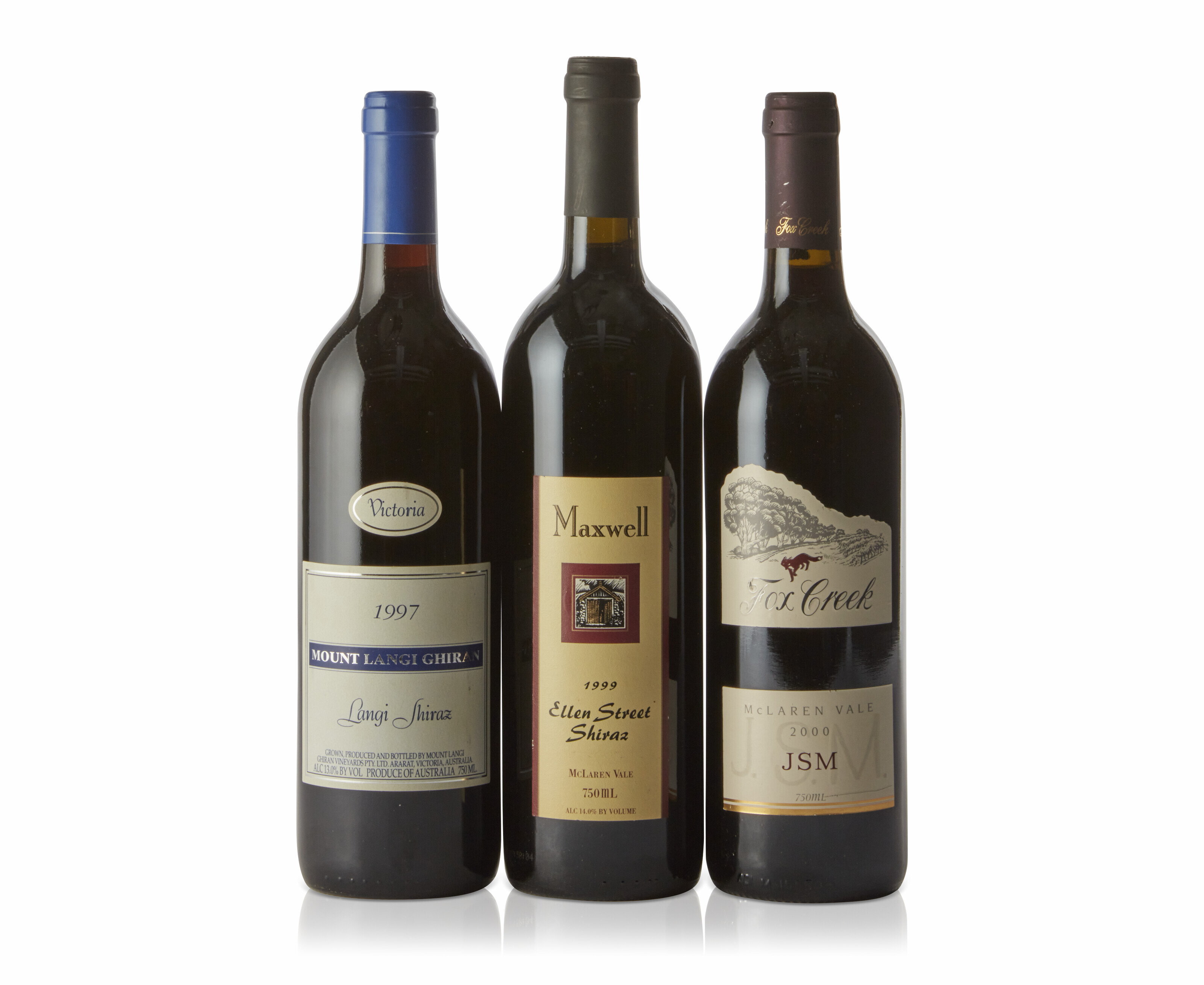 Mixed Australian Shiraz, Mount Langhi Ghiran 1997 Level into neck (1 ...