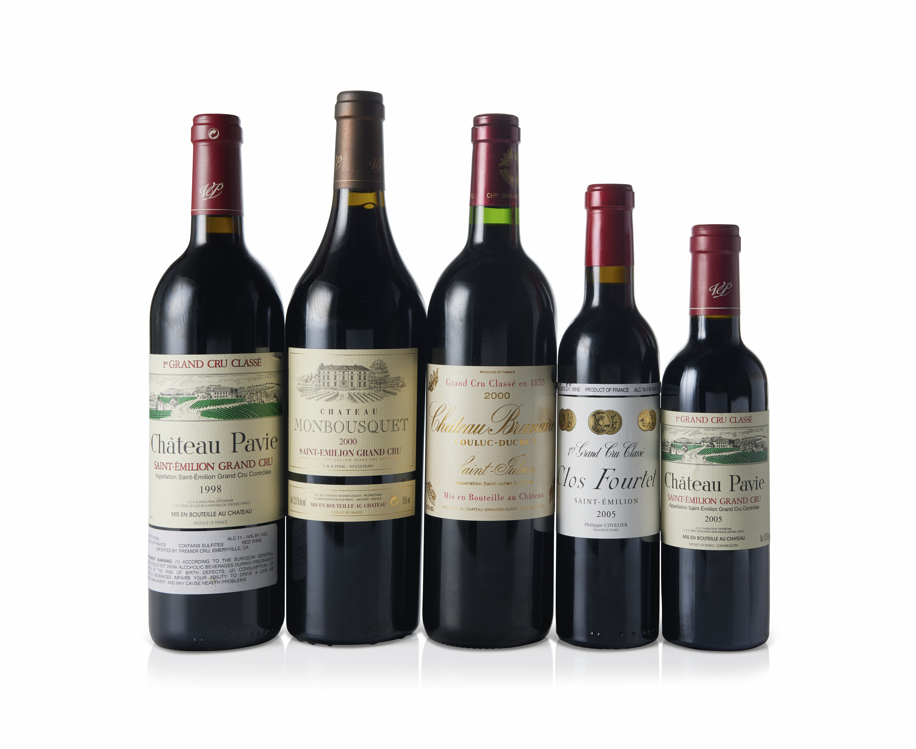 Mixed Red Bordeaux, Château Pavie 1998Good appearanceLevel into neck (1 ...