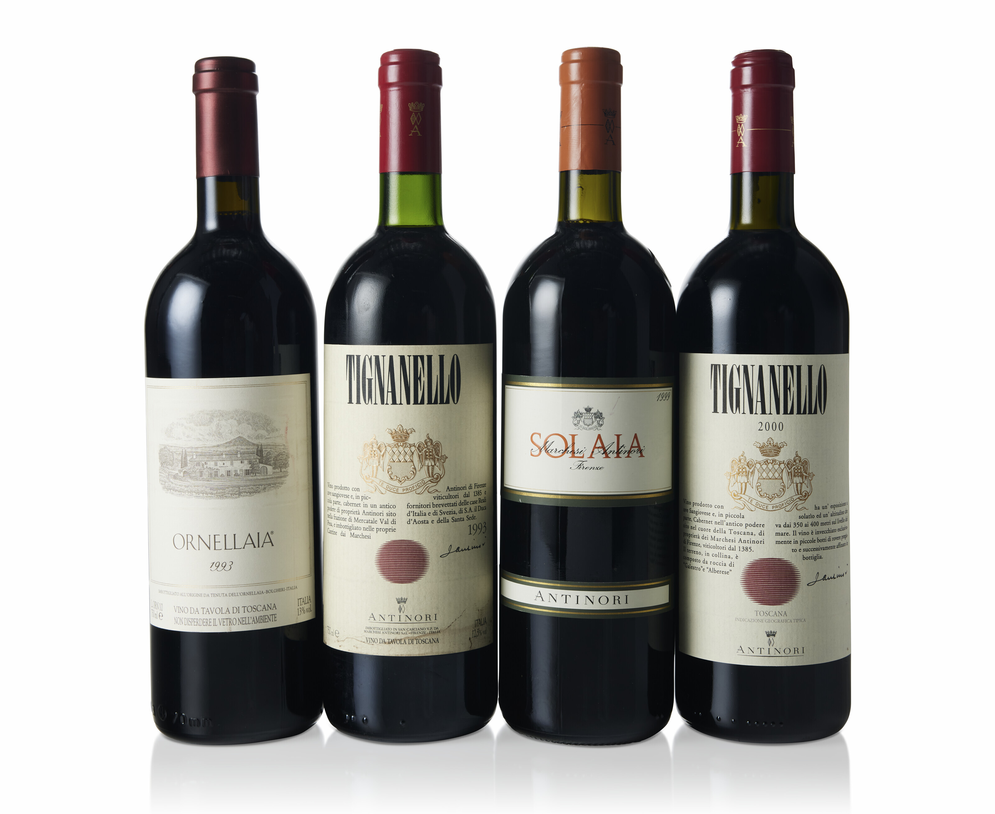 Mixed Italian Red, Ornellaia 1993Good appearanceLevels base of neck (2 ...